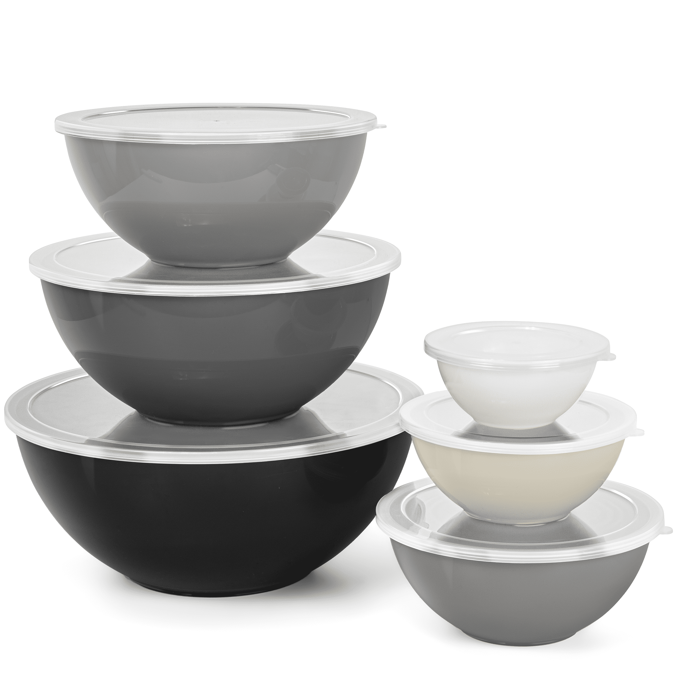 Mixing Bowls with Lids Set, 12 Piece Plastic Mixing Bowls Set, Nesting ...