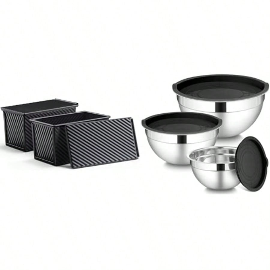 Mixing Bowls with Lids Set of 3 Large and Small Stainless Steel Nesting ...