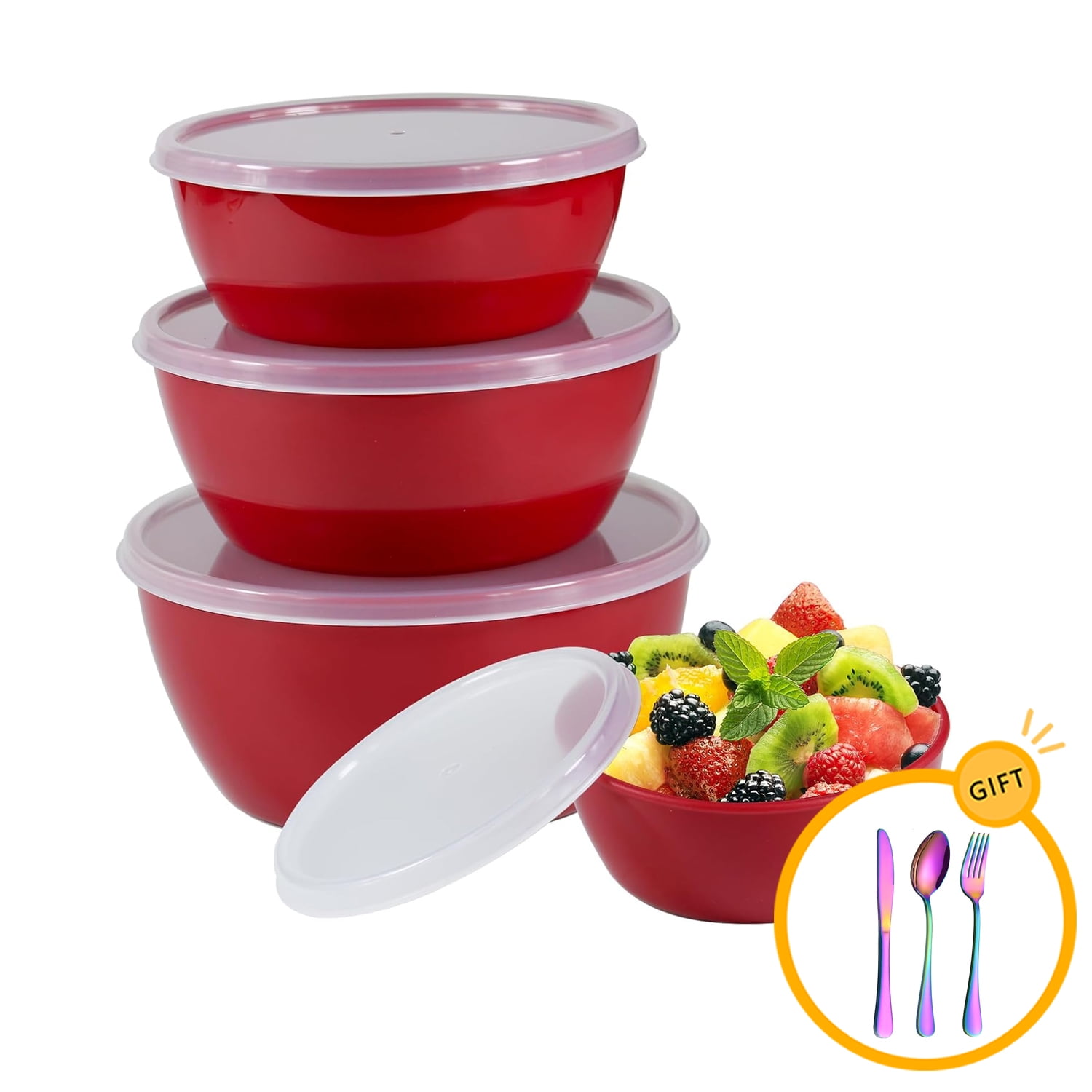 Mixing Bowls with Lids Set, Multi Use Stackable Airtight Storage ...