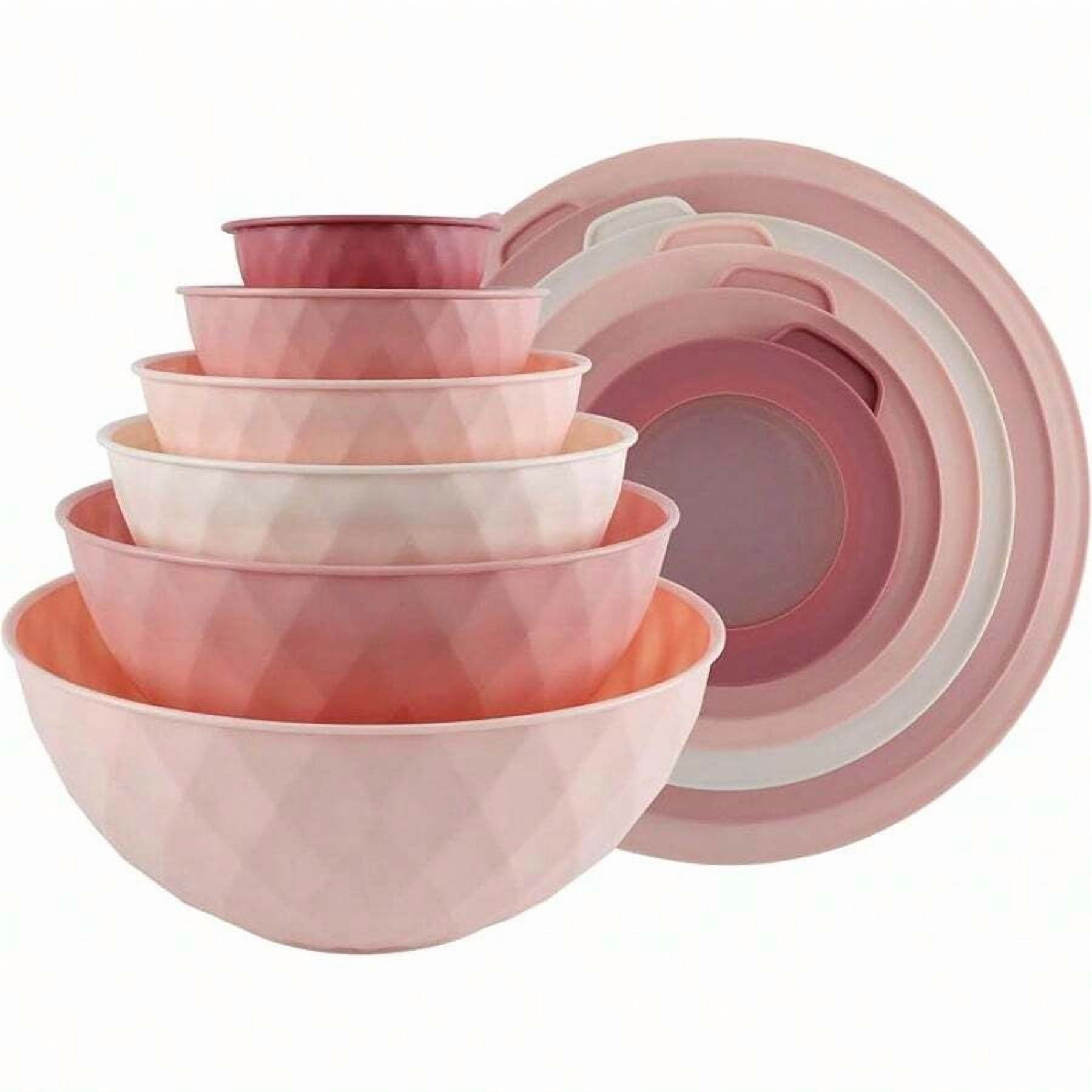 Mixing Bowls With TPR Lids - 12 Piece Plastic Nesting Bowls Set ...