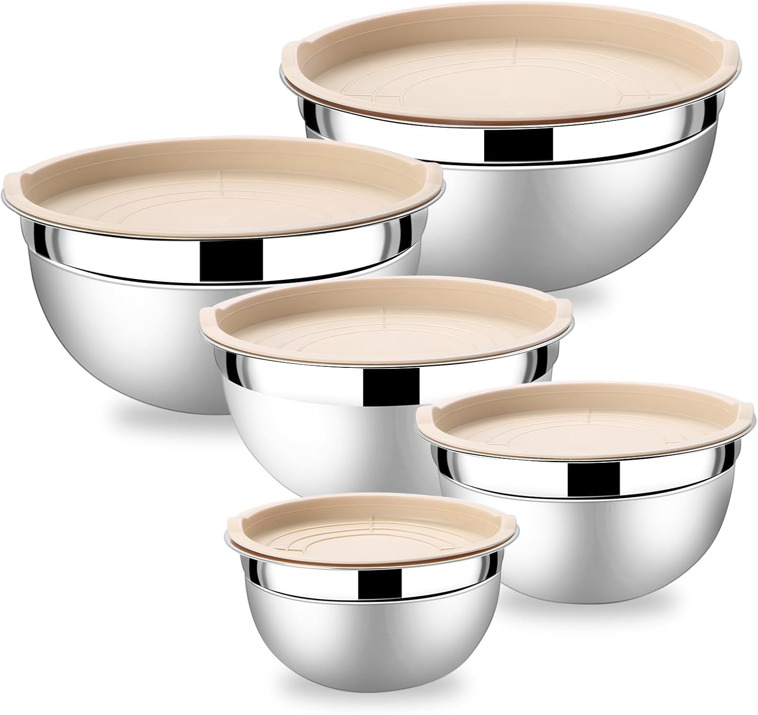 Mixing Bowls with Airtight Set 5 count Stainless Bowls Set Baking Set ...