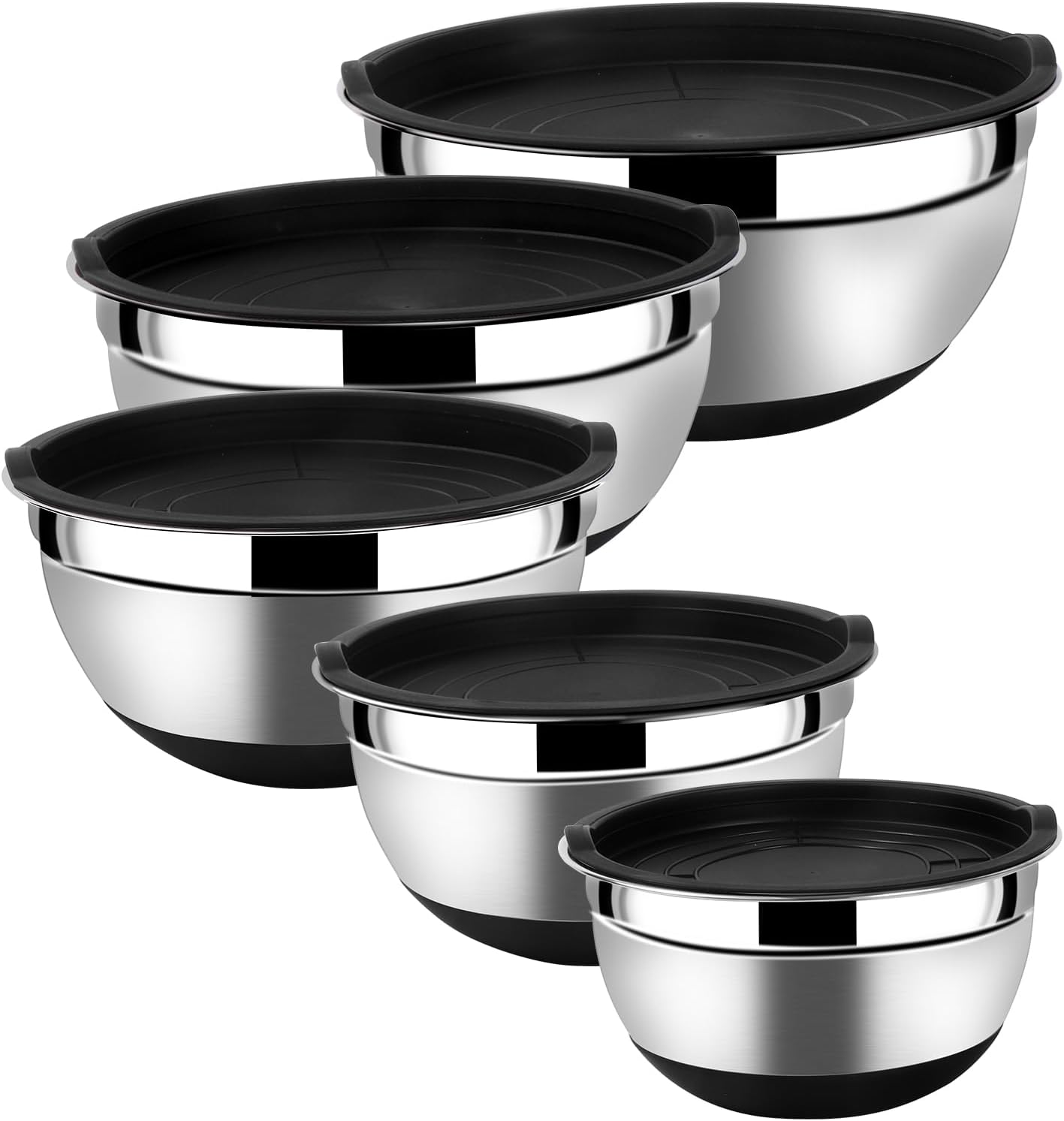Mixing Bowls with Airtight Set 5 count Stainless Bowls Set Baking Set ...