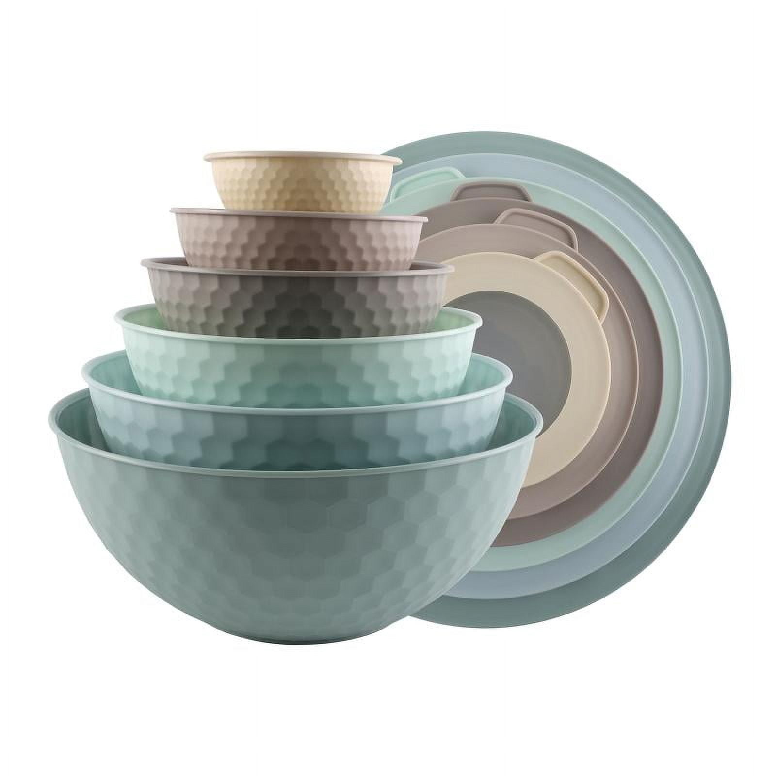 Mixing Bowls with Lids - 12 Piece Nesting Plastic Bowls Includes 6 Prep ...