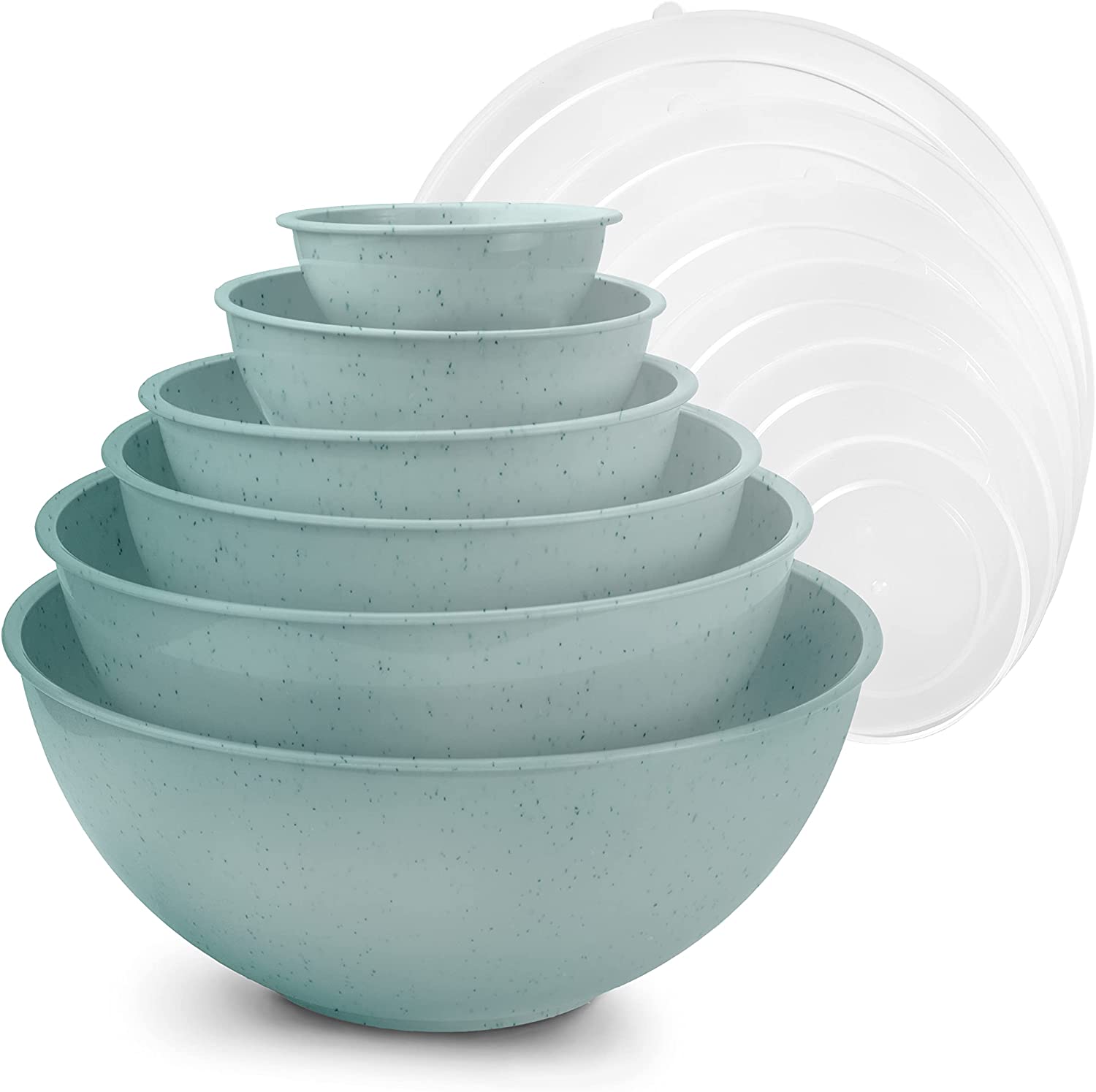 Mixing Bowls with Lids - 12 Piece Plastic Nesting Bowls Set includes 6 ...
