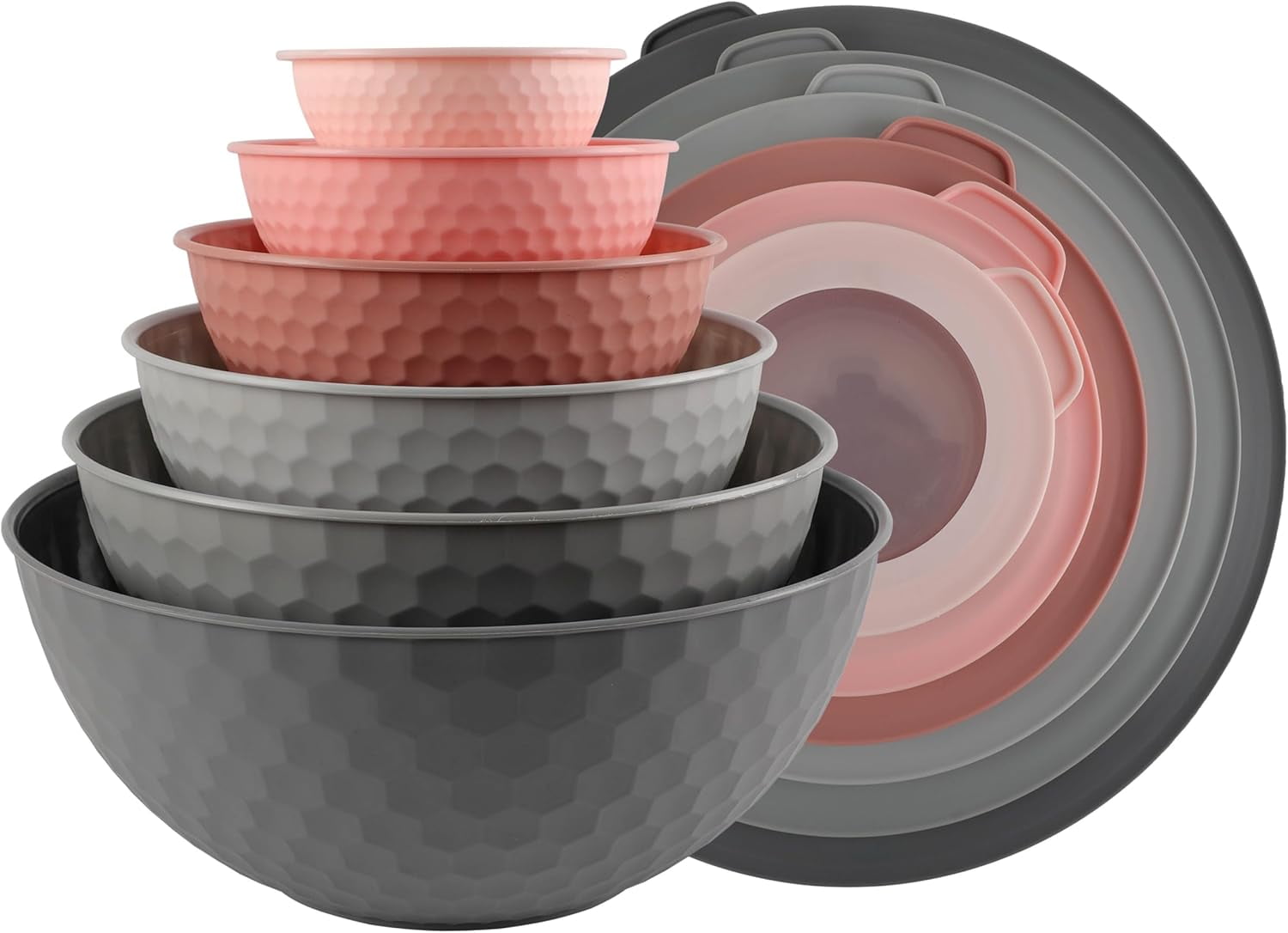 Mixing Bowls with Lids - Plastic Nesting Bowls Set includes Prep Bowls ...