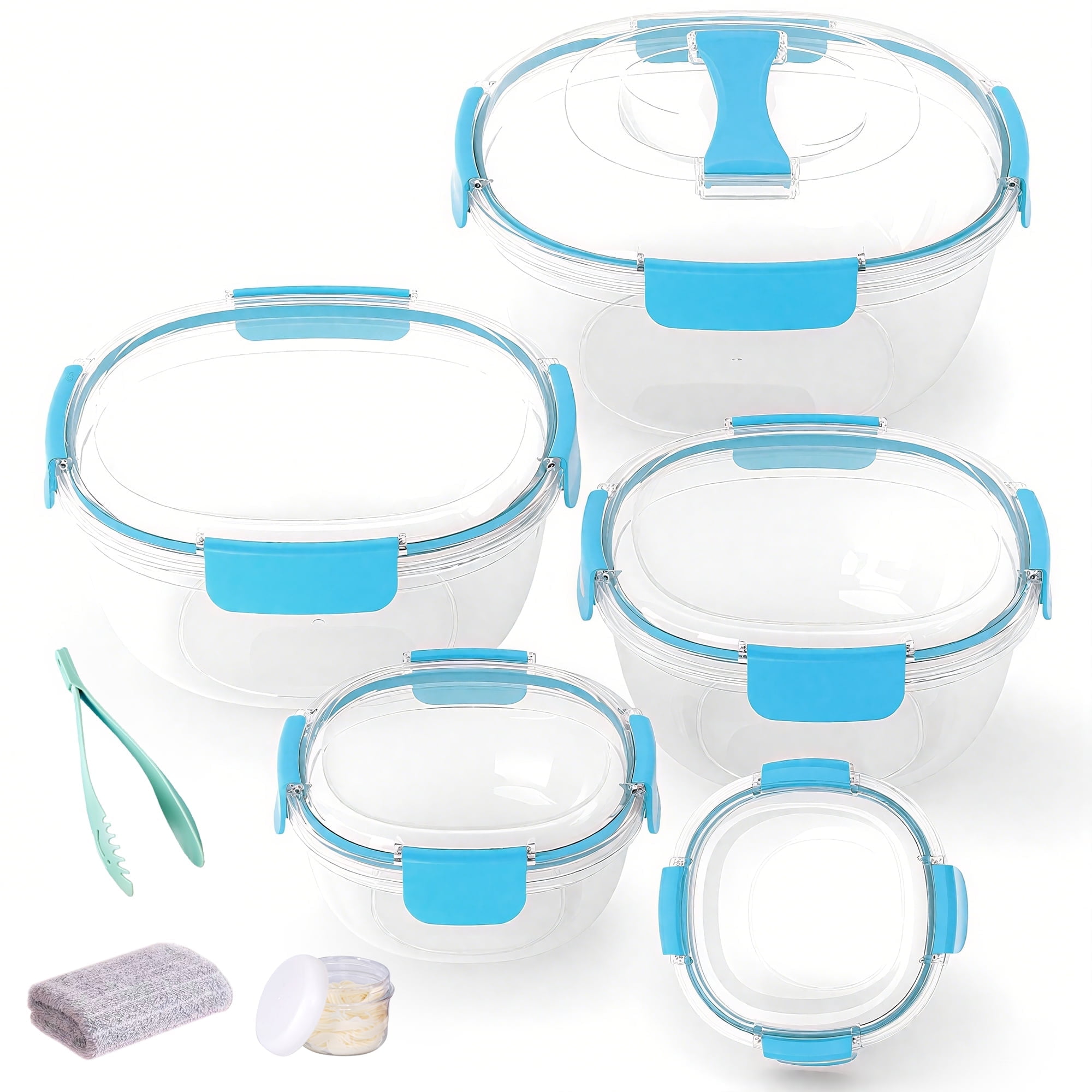 Storage Bowls Set with Airtight Lids, BPA-Free, Leak-Proof Plastic ...
