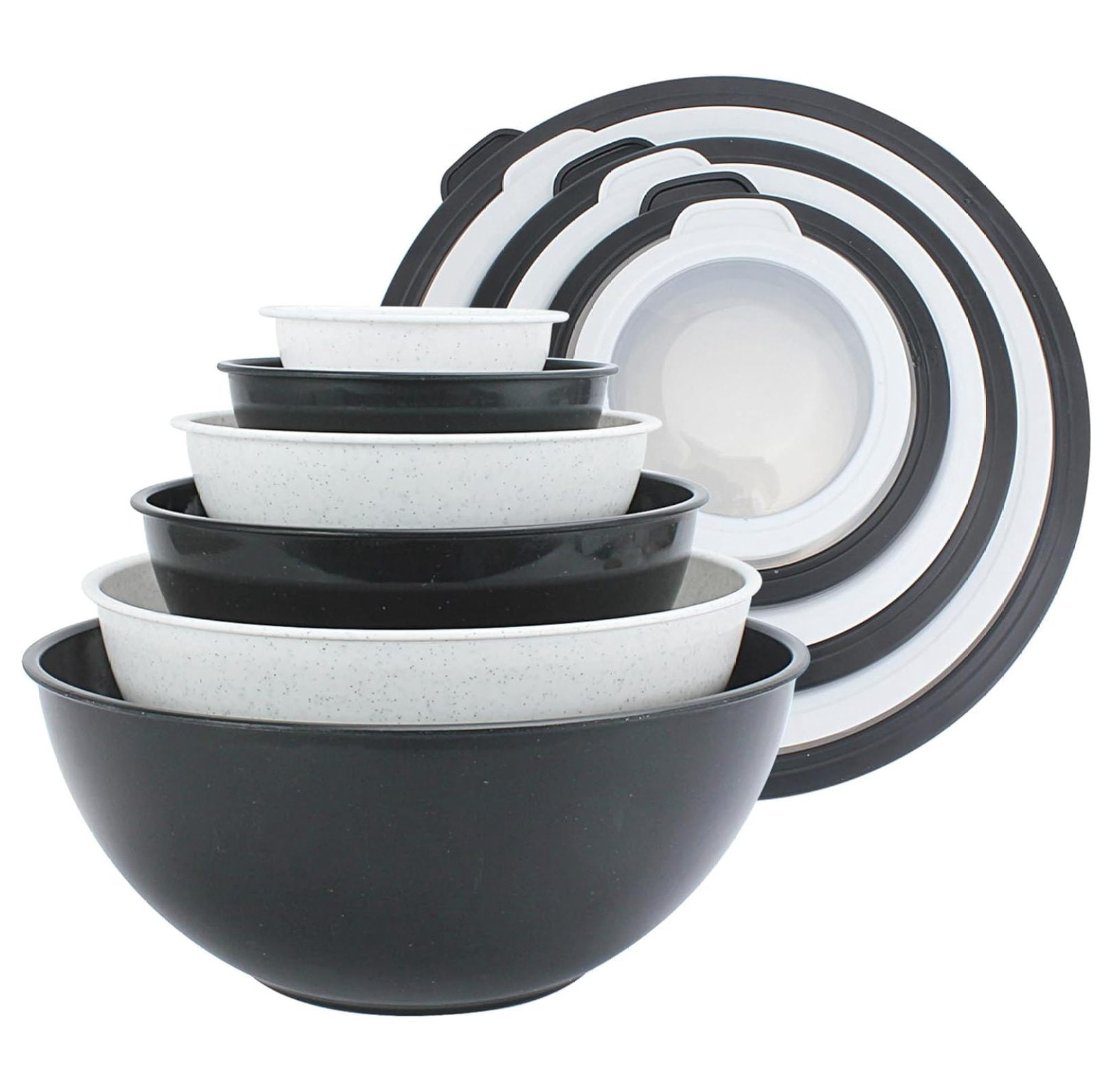 Mixing Bowls with TPR Lids - 12 Piece Plastic Nesting Bowls Set ...