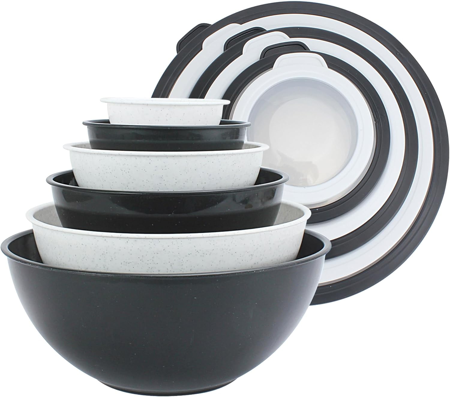 Mixing Bowls with TPR Lids - 12 Piece Plastic Nesting Bowls Set ...