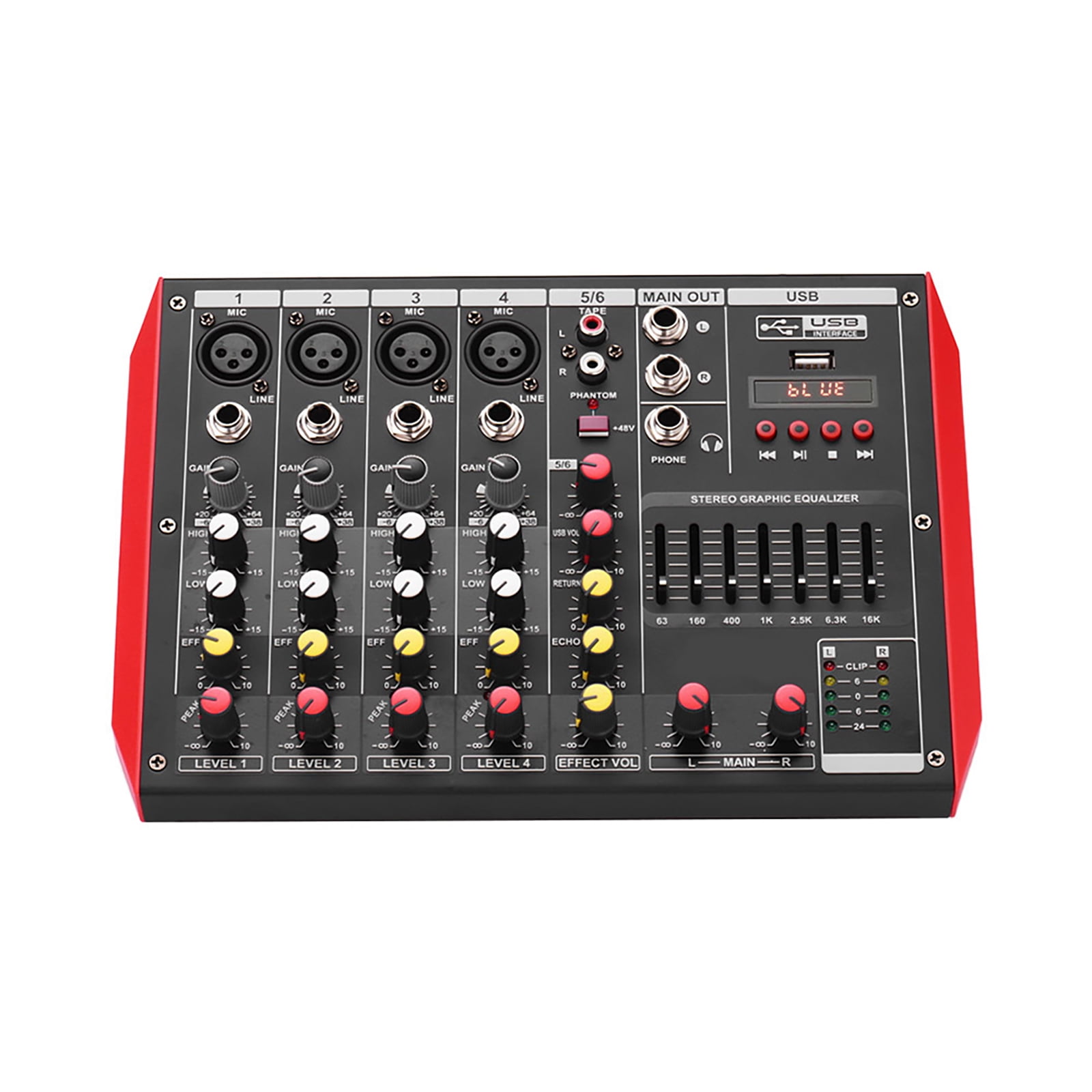 Mixing Console,Eq Built-in 48v Player Dj D6 Portable 6-channel 7-band ...