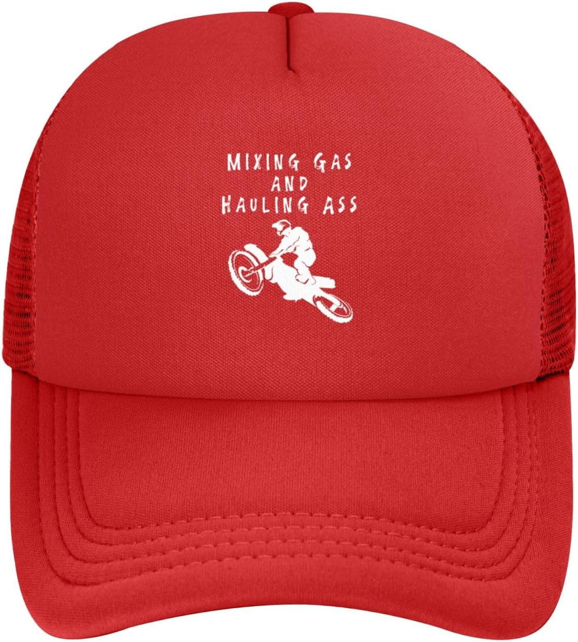 Mixing Gas and Hauling Ass Trucker Hat High Crown Mesh Back Trucker Hat ...