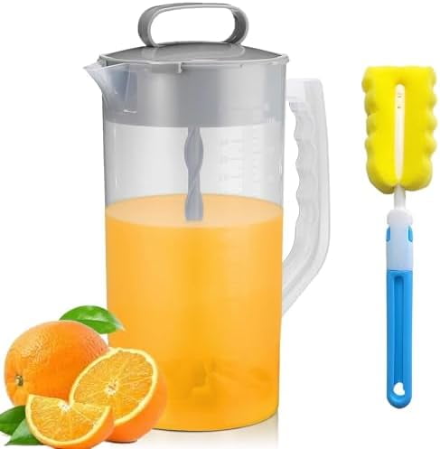 Mixing Pitcher for Drink, Drink Pitcher with Lid and Clean Sponge Brush ...