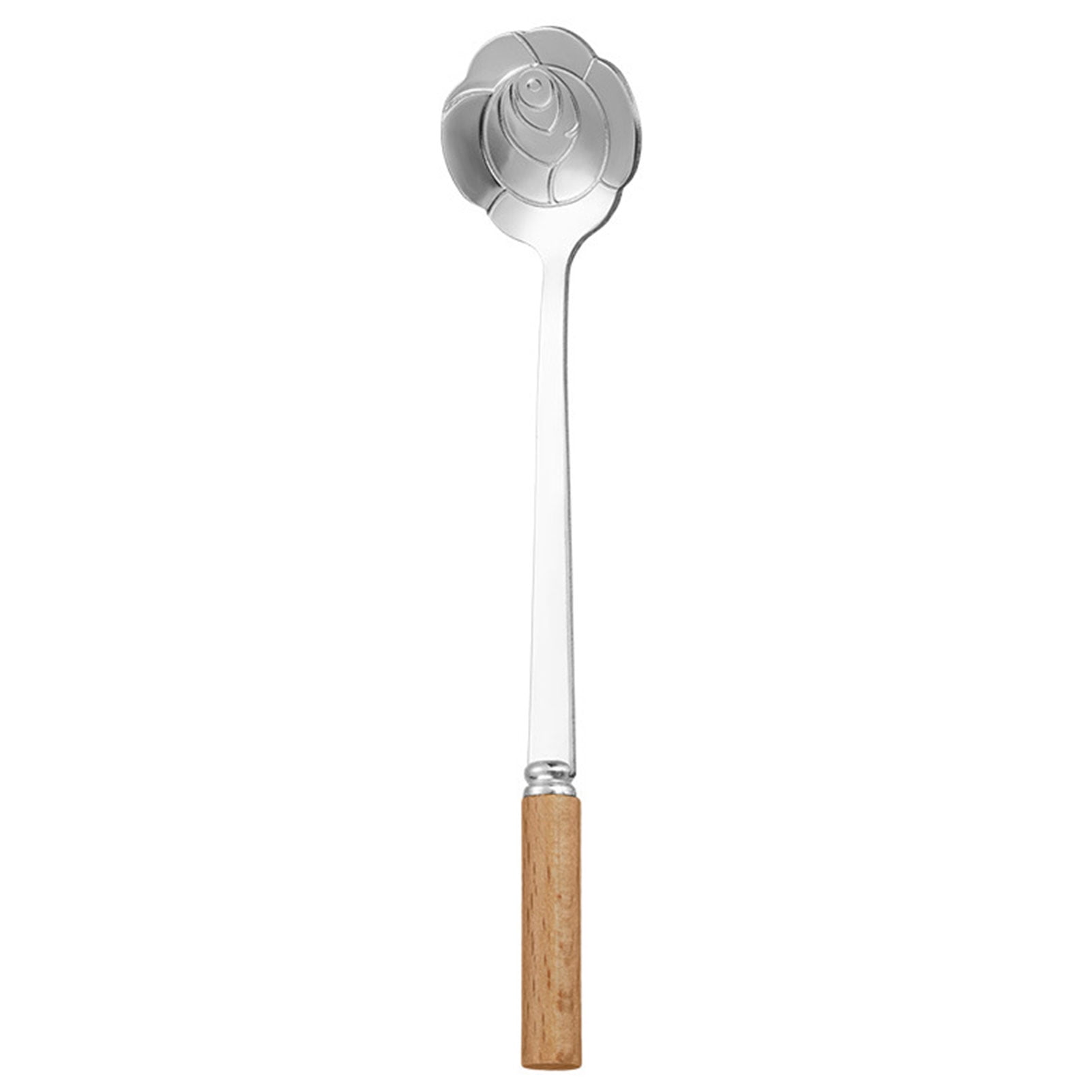Mixing Spoon Long Handle Stainless Steel Cherry Blossom Rose Dessert ...