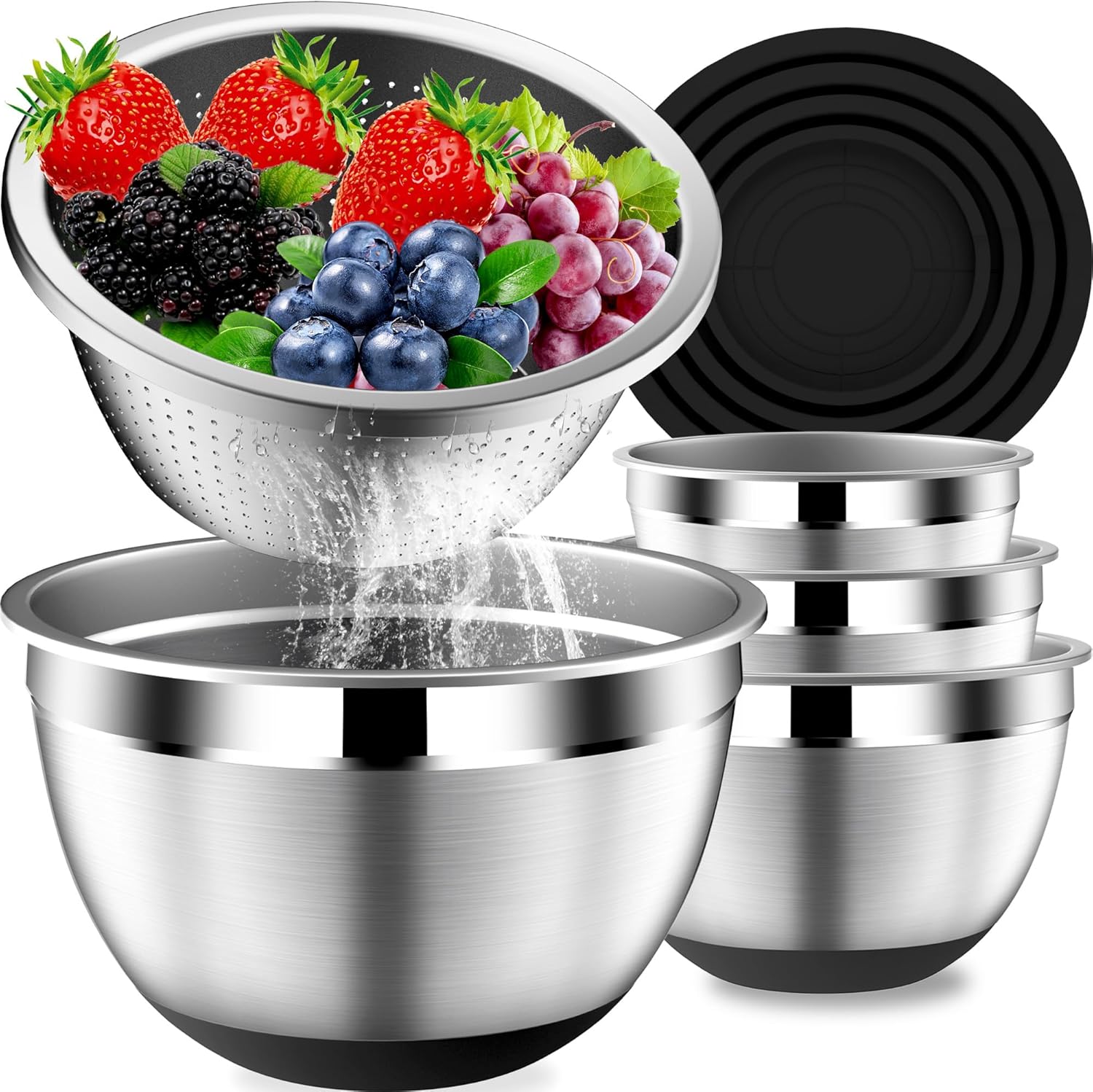 Mixing bowl with filter, mixing bowl set with lid, stainless steel ...