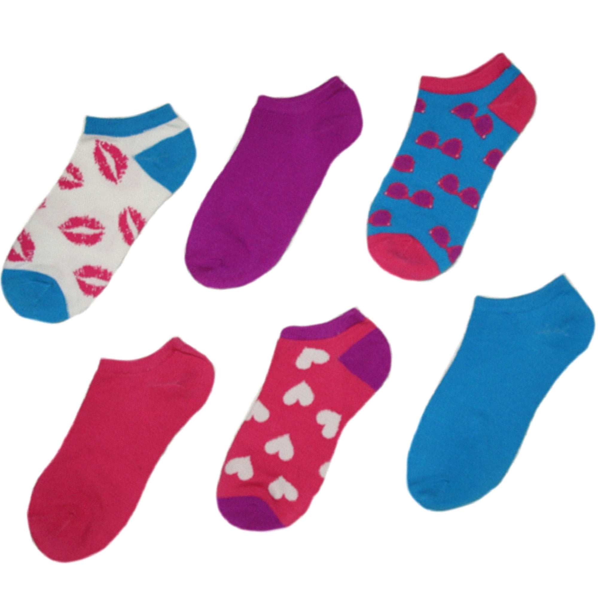 Mixit Women's No Show Socks in Assorted Colors & Themes, 6 Pair (Sock ...