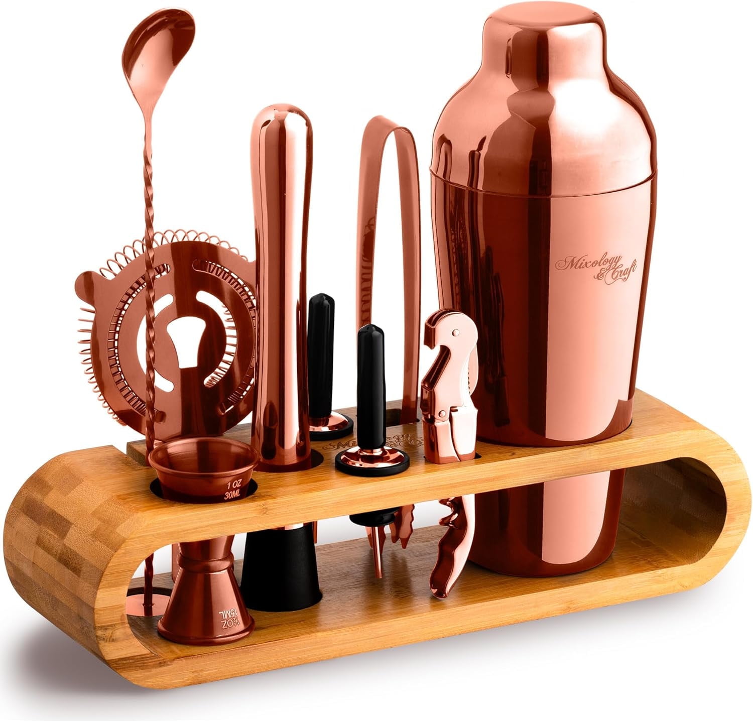 Mixology Bartender Kit: 10-Piece Bar Tool Set with Bamboo Stand ...