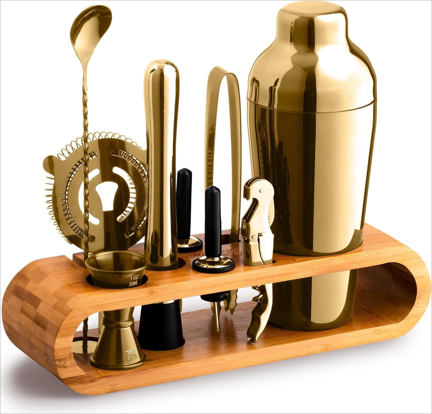 Mixology Bartender Kit: 10-Piece Bar Tool Set with Bamboo Stand ...