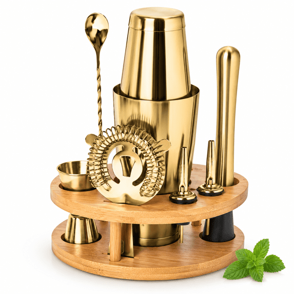 Mixology Bartender Kit With Stand - Cocktail Shaker Set Drink Mojito ...