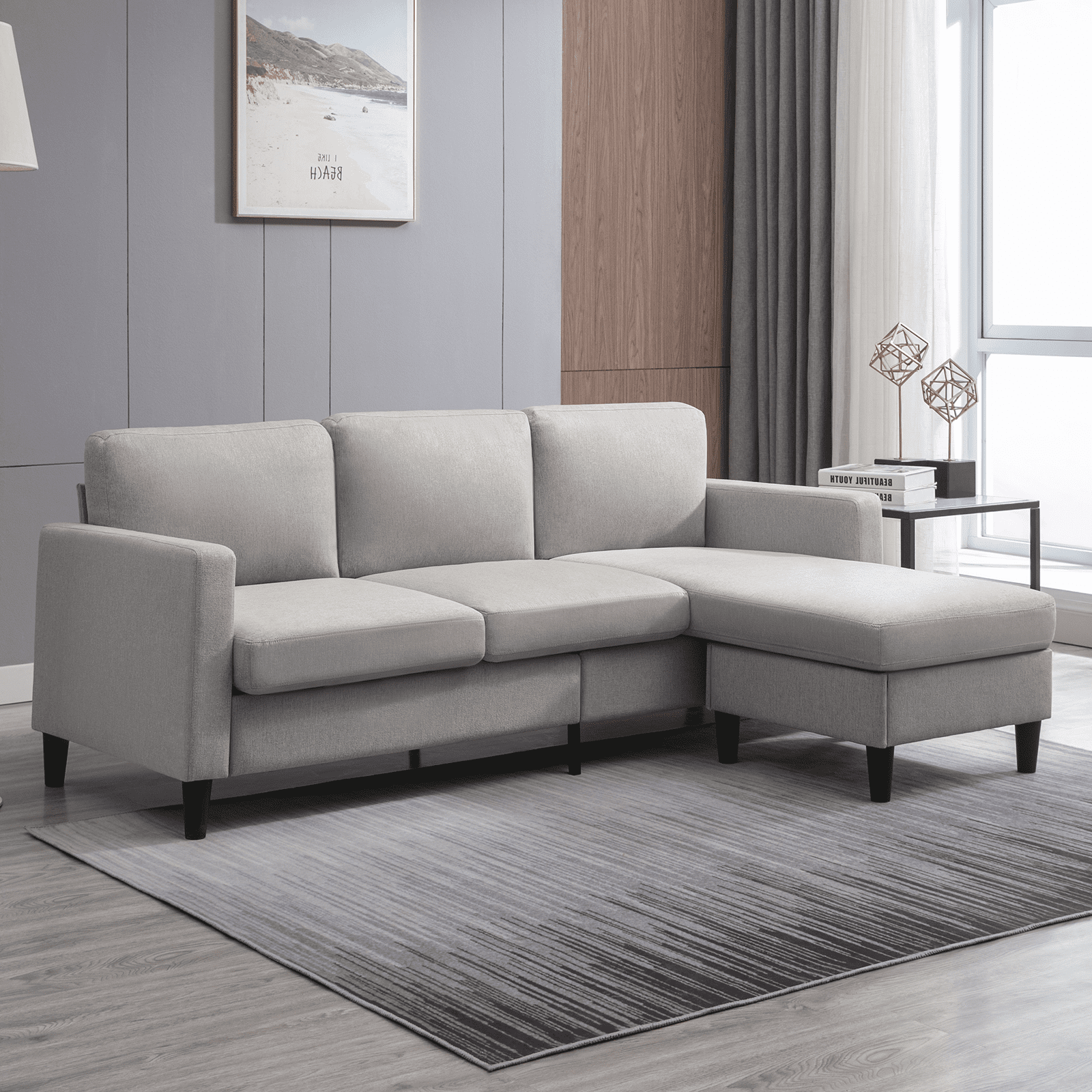 "Mixoy Modern Furniture 76""W L-Shaped Sectional Sofa with Movable ...