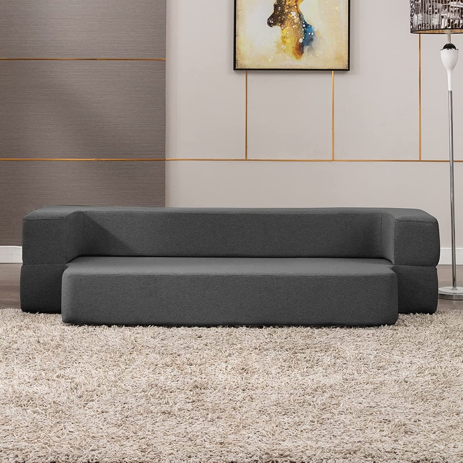 Mixoy Convertible Futon Sofa Bed, Foam Folding Mattress Sleeper Bed ...