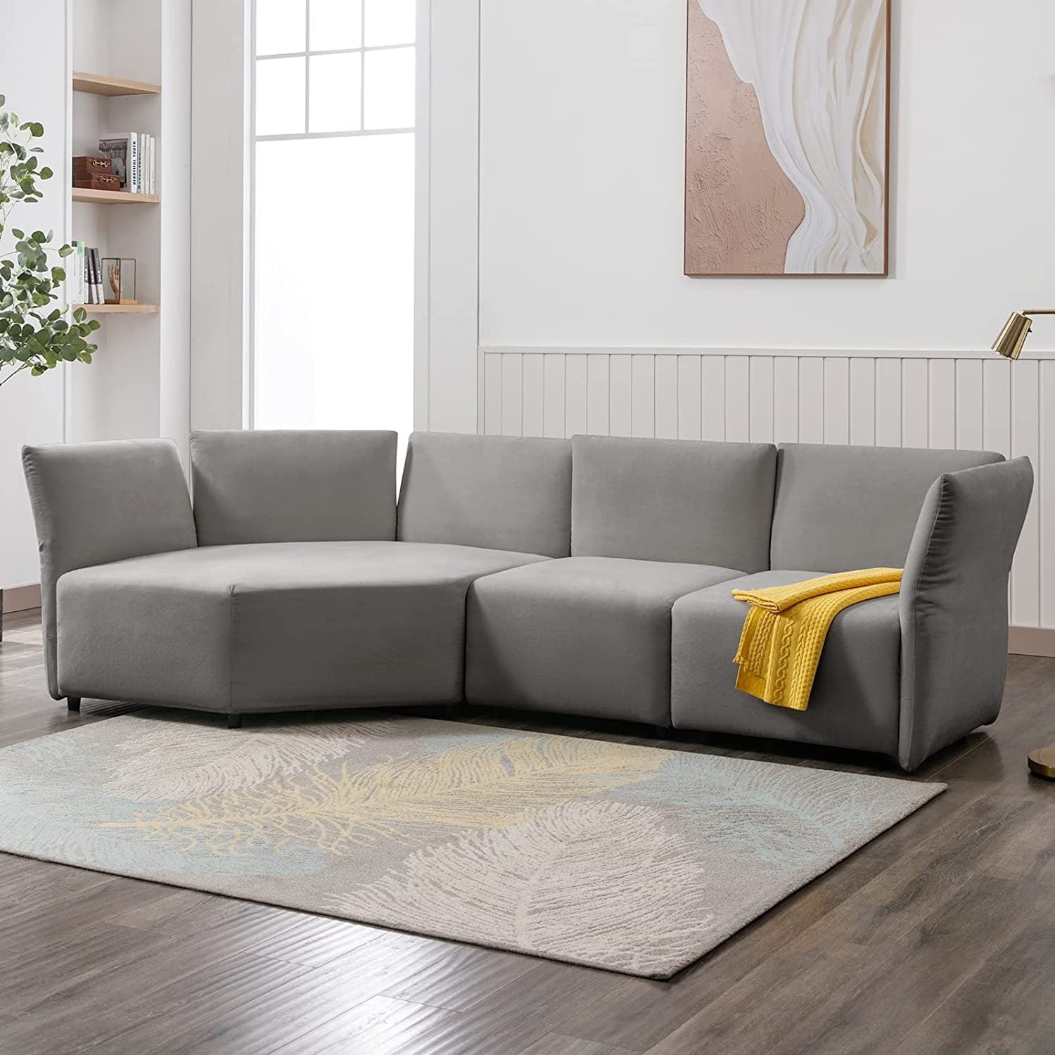 Mixoy Curved Sectional Upholstered Velvet Sofa,Free Combination Modular ...