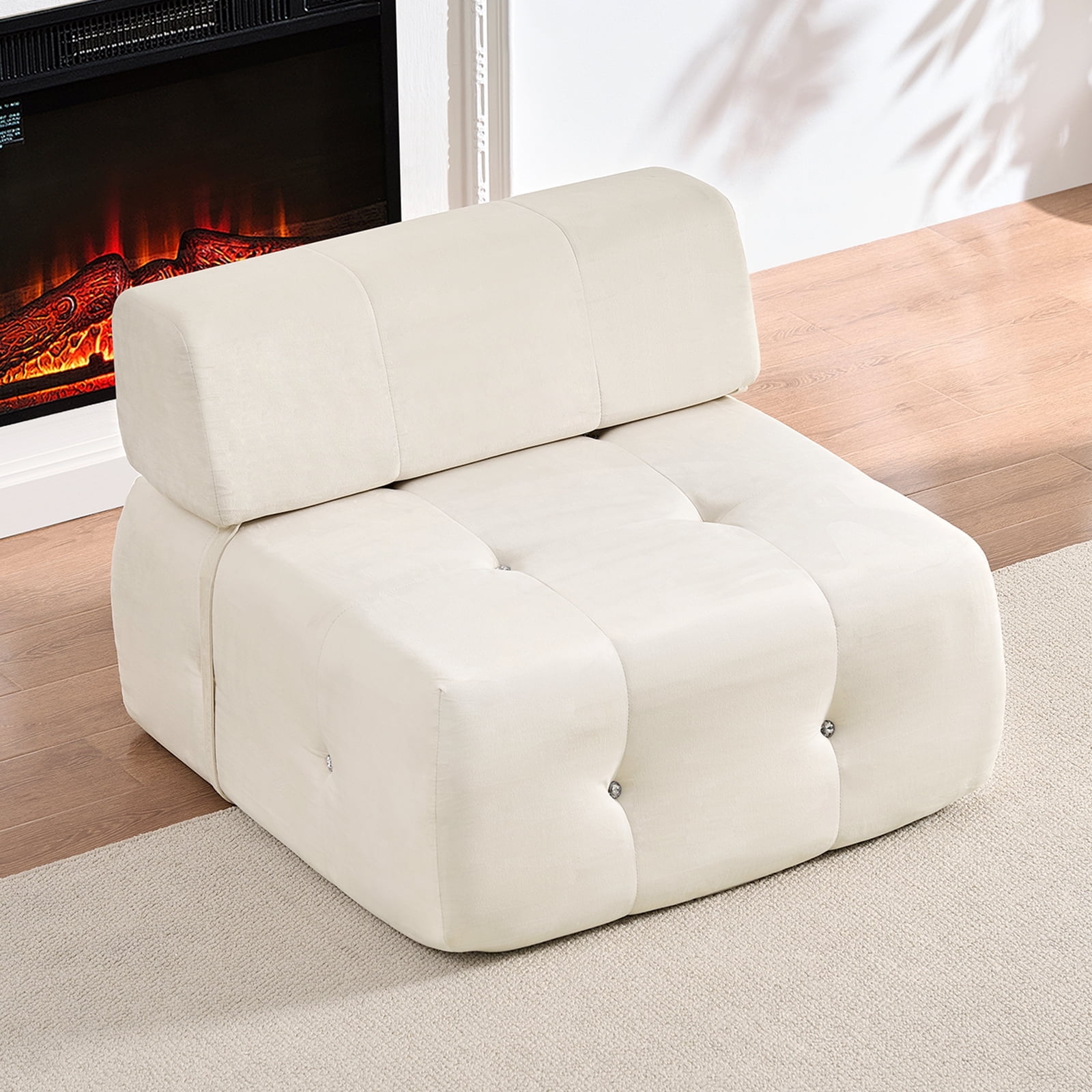 Mixoy Armless Couch for Small Bedroom & Living Room, Single Sofa with ...
