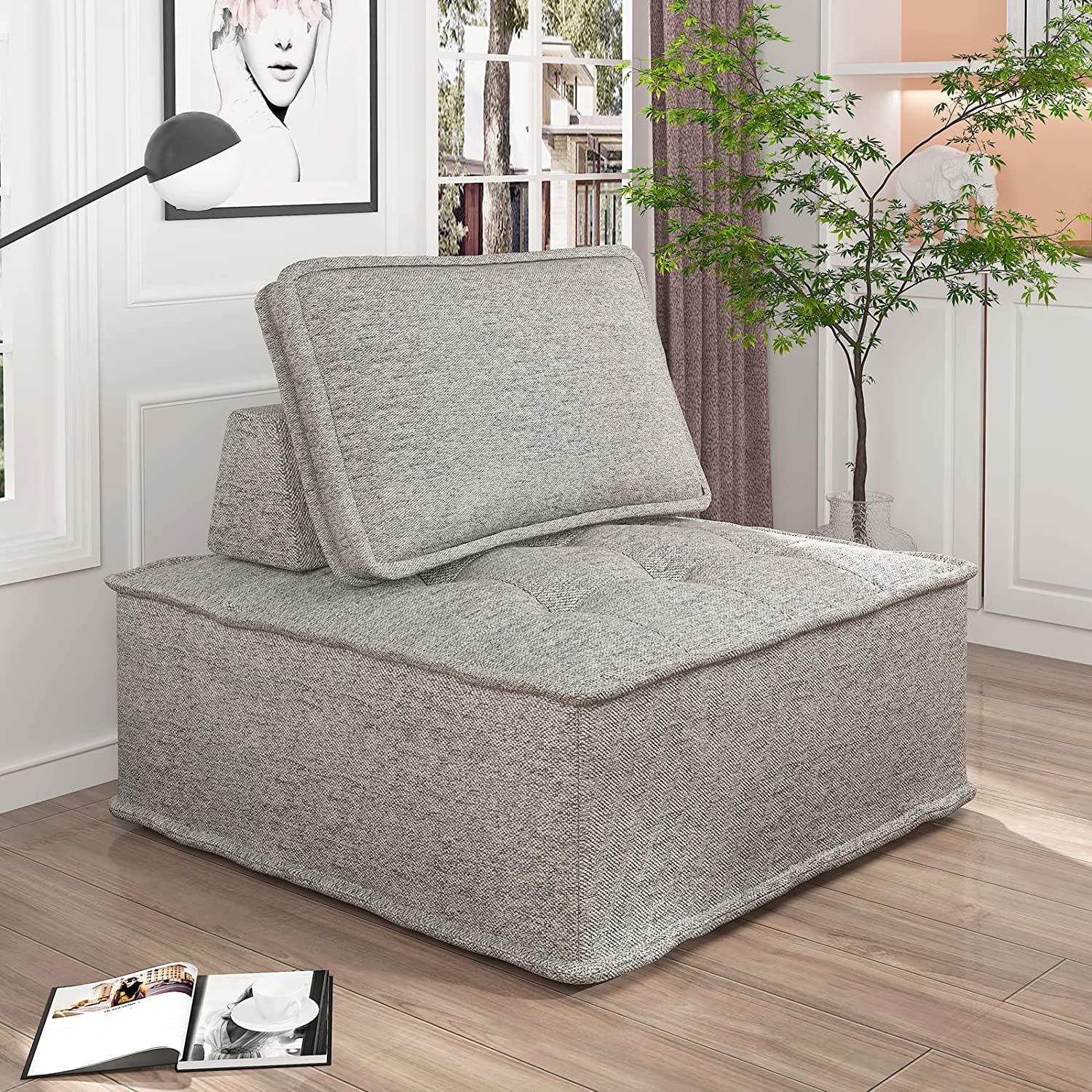 Mixoy Modern Armchair Couch, Single Sofa Chair for Living Room (Light ...