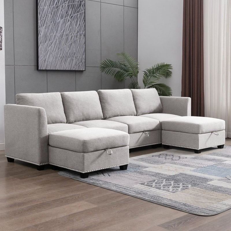 Mixoy Transferable Position Sofa, Convertible Sectional Sofa Couch Set ...