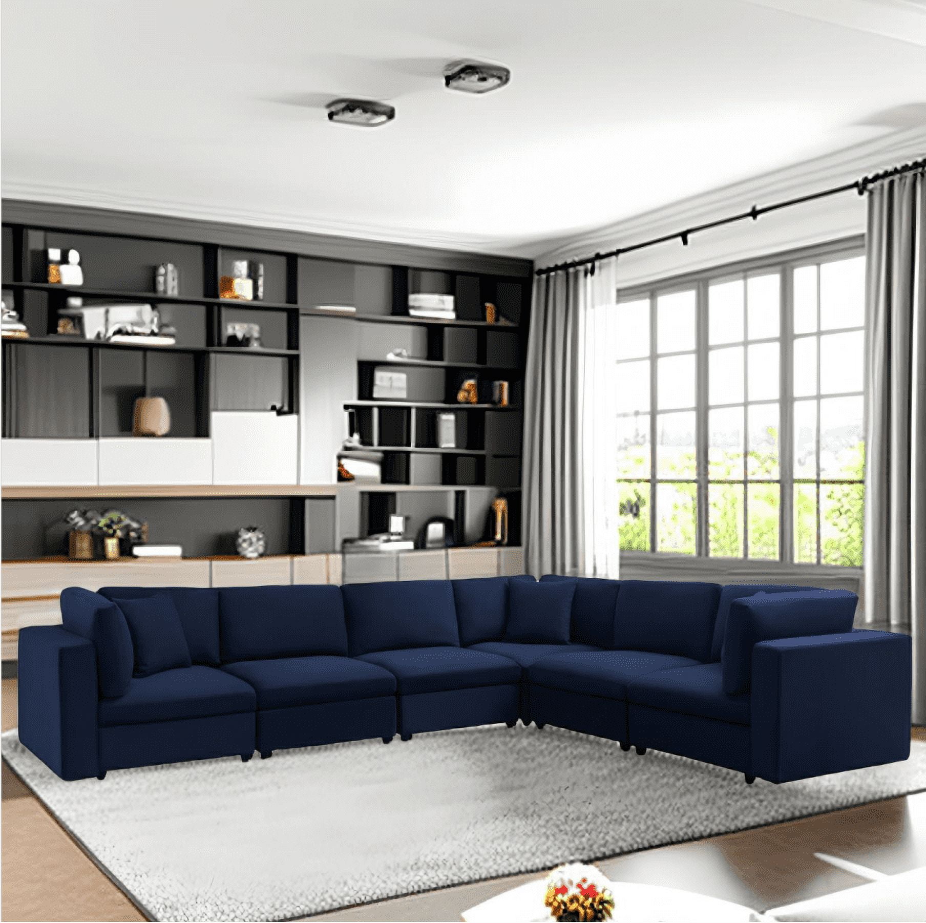 Mixoy Velvet Large L-Shaped Sectional Sofa Couch,Oversized 6-Seater ...