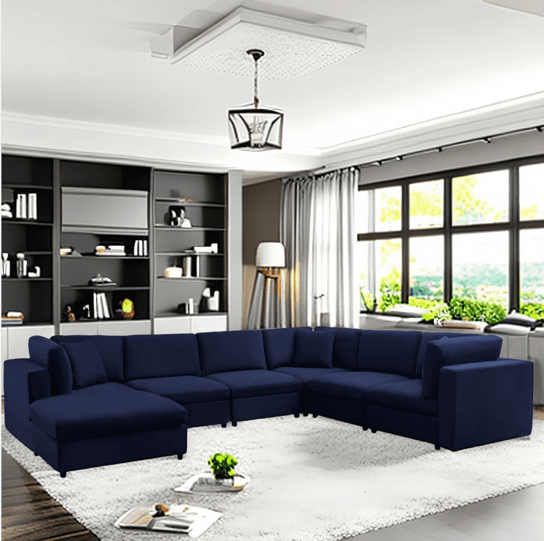 Mixoy Large Velvet U Shaped 7 Seater Sectional Sofa with Storage ...