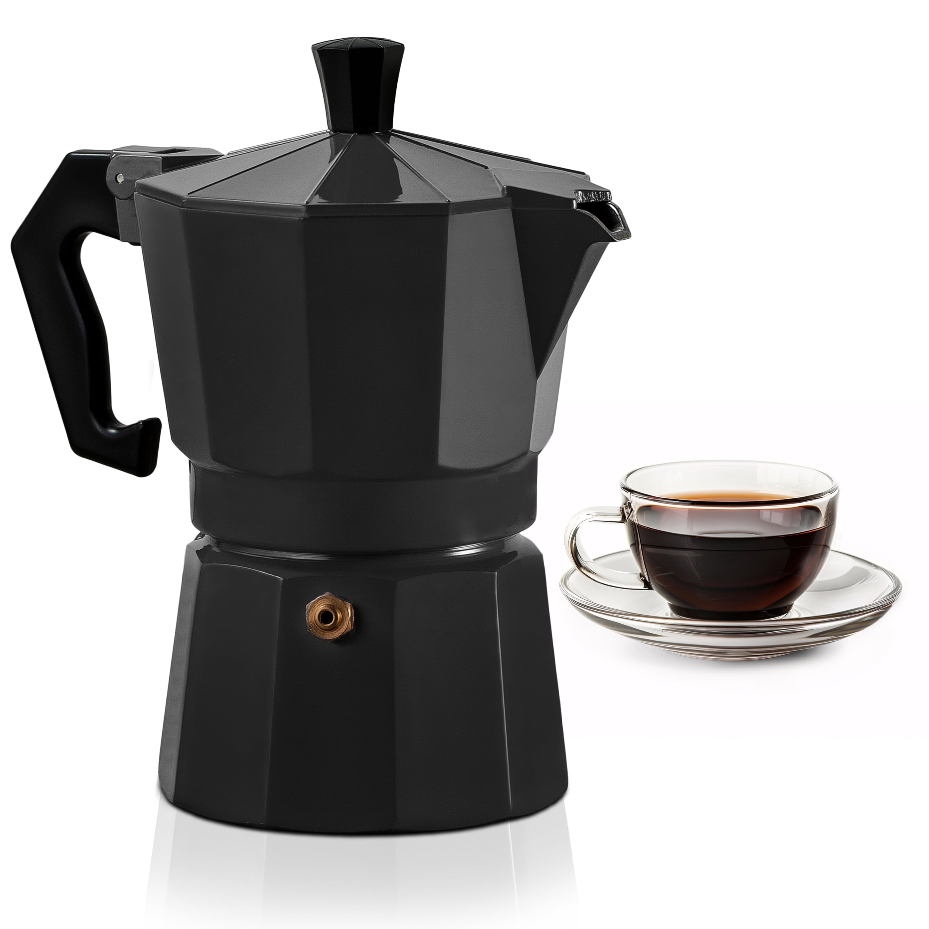 Mixpresso Aluminum Moka Stove Coffee Maker, Octagon Espresso Pot, 3 Cup ...