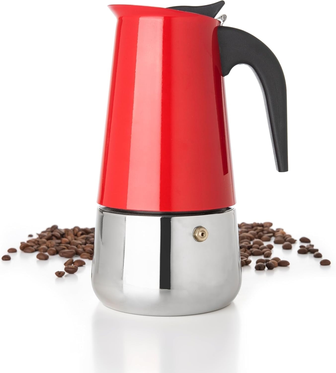 Mixpresso Stovetop Espresso Maker 9 Cup 450ml Stainless Steel Red ...