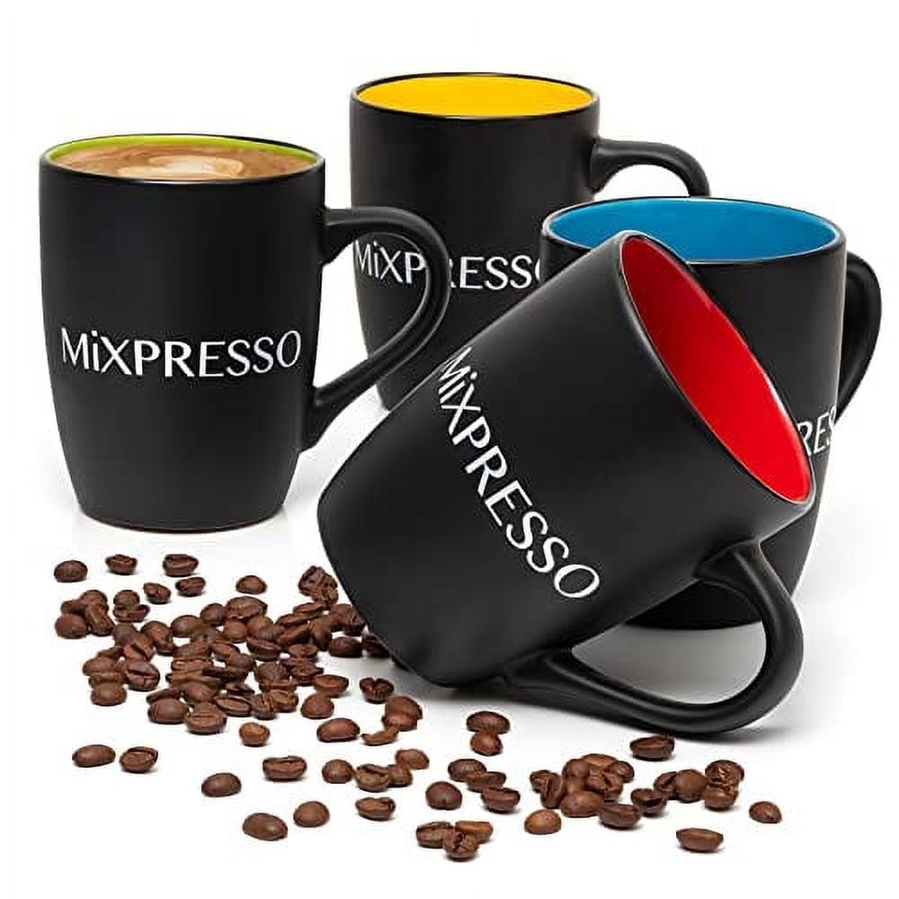 Mixpresso 4-Piece Mug Set, 16 Oz Ceramic Coffee Mugs with Large Handle ...