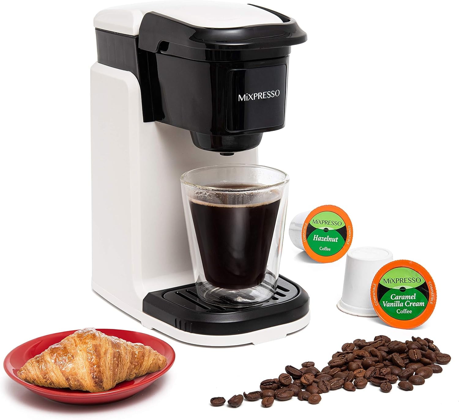 Mixpresso White Single Serve Coffee Maker Compatible with Single-Cup ...