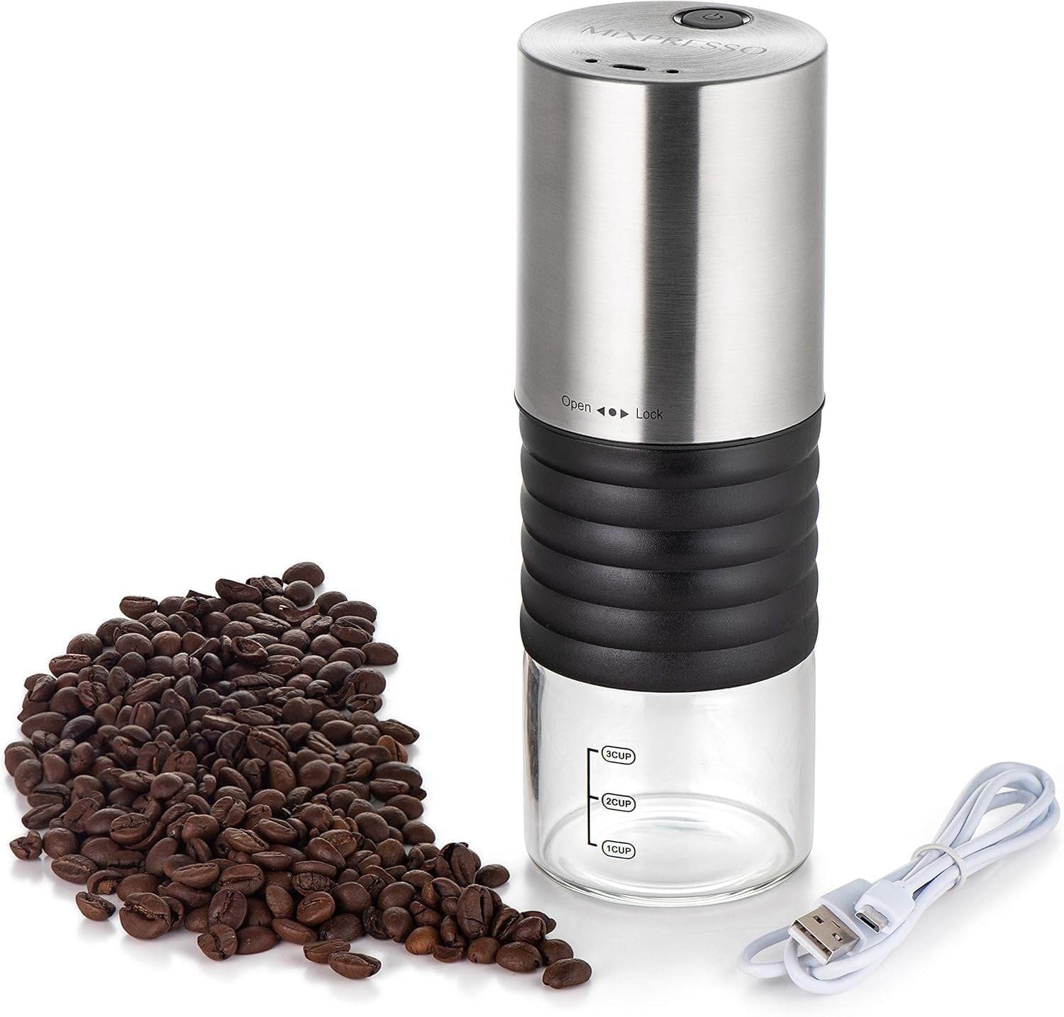 Mixpresso Electric Coffee Grinder With Usb And With Easy On/Off Button ...