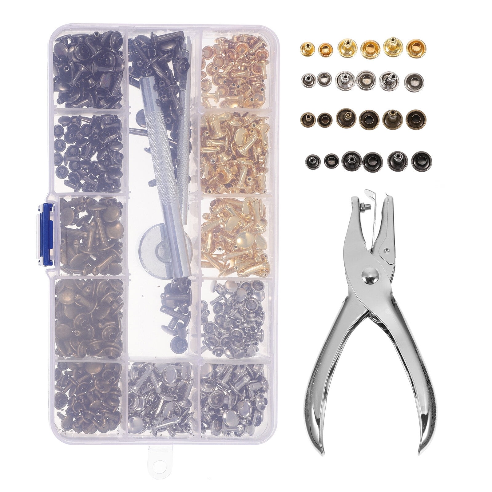 Mixtlocalior 1 Set Leather Rivet Double Rivet with Hole Punch Setting ...