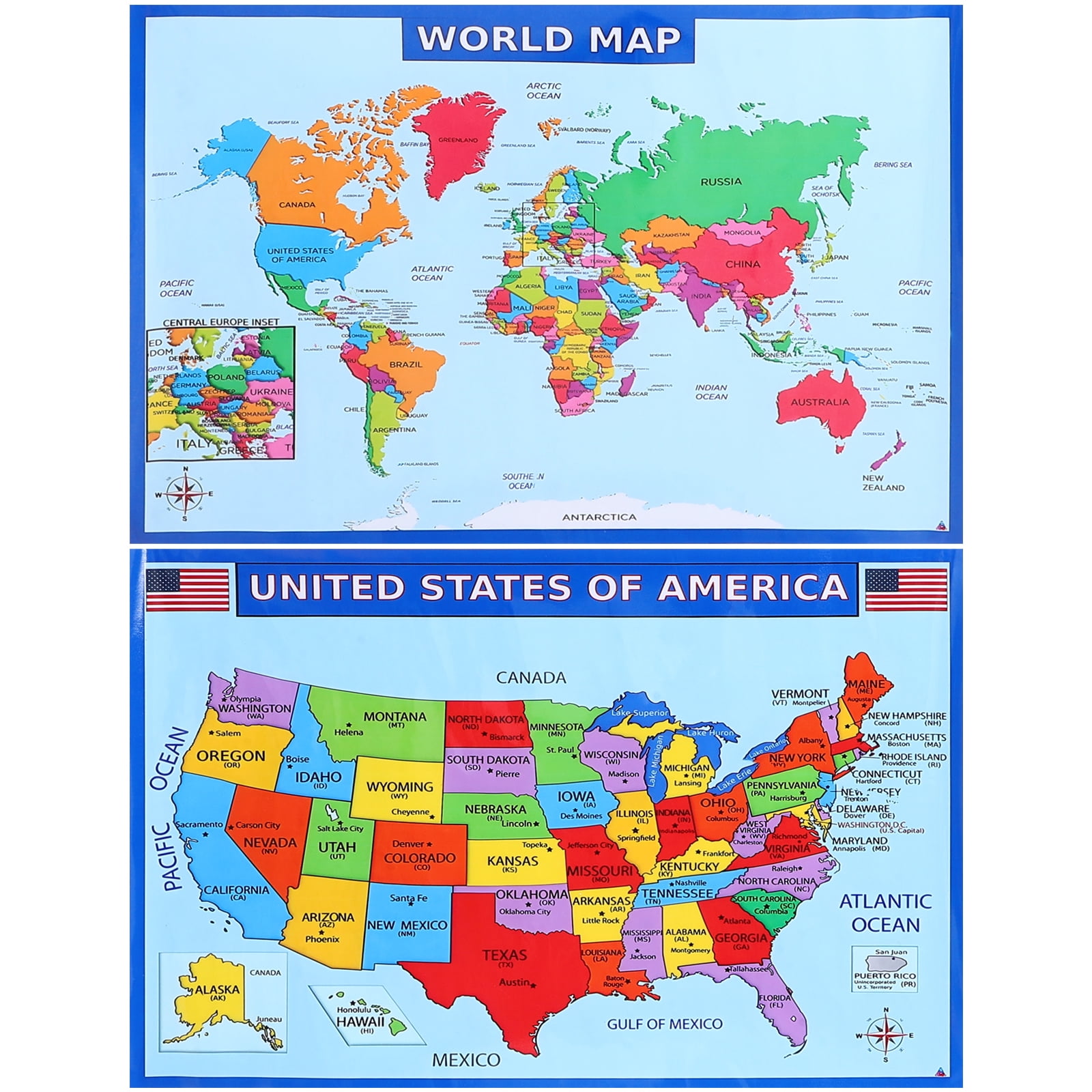 Mixtlocalior 1 Set of Geography World Country Map Poster Interesting ...