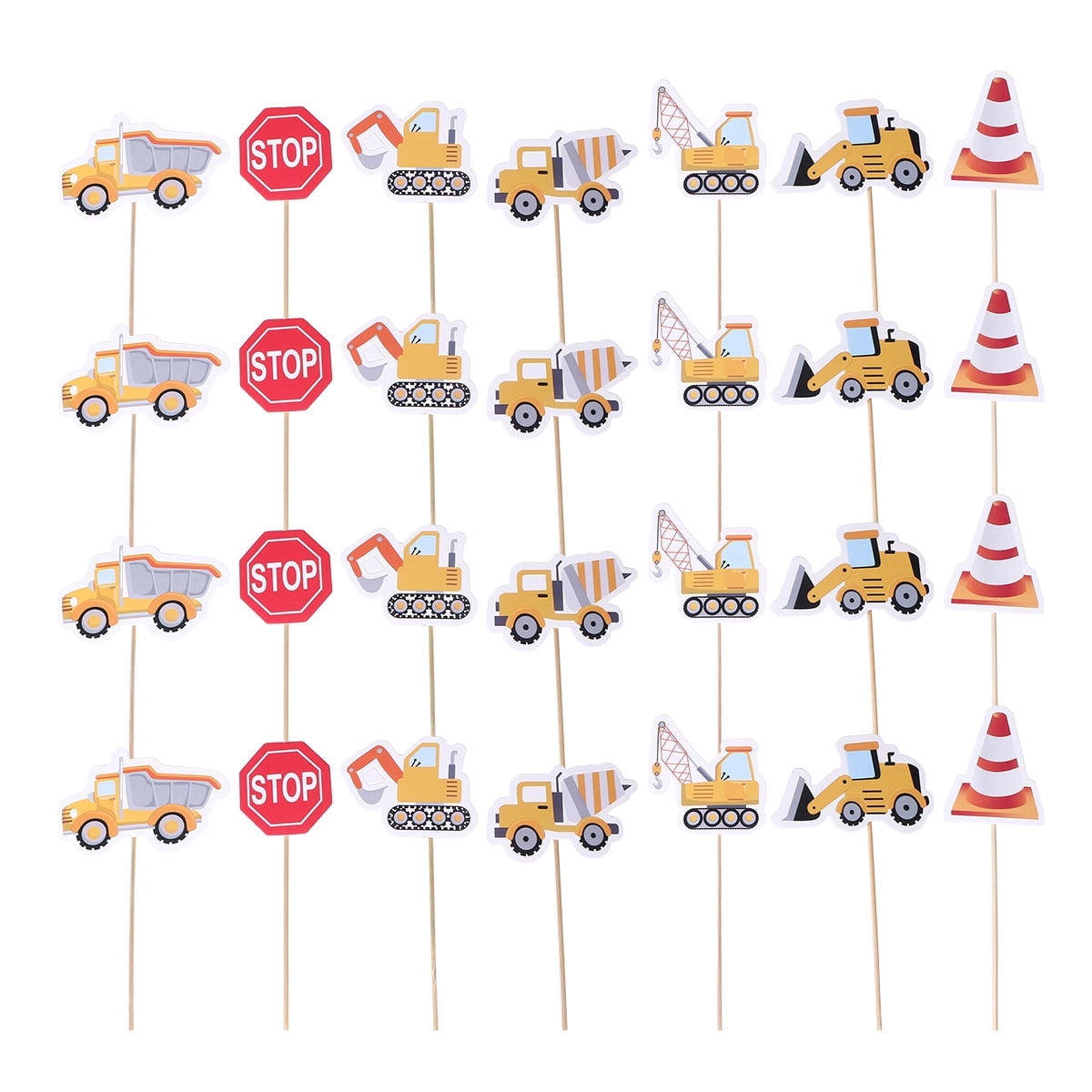MLINS Durable Construction Vehicle Cake Toppers Assorted Color Paper ...