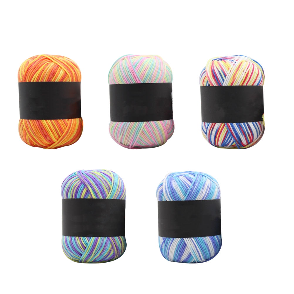 Mixtlocalior 5 Rolls of Multicolor Gradient Cotton Yarn Crochet Thread ...