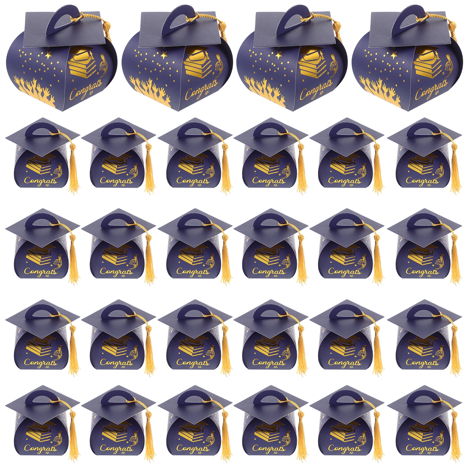 Mixtlocalior 50pcs Graduation Cap Boxes Sweets Boxes with Tassel ...