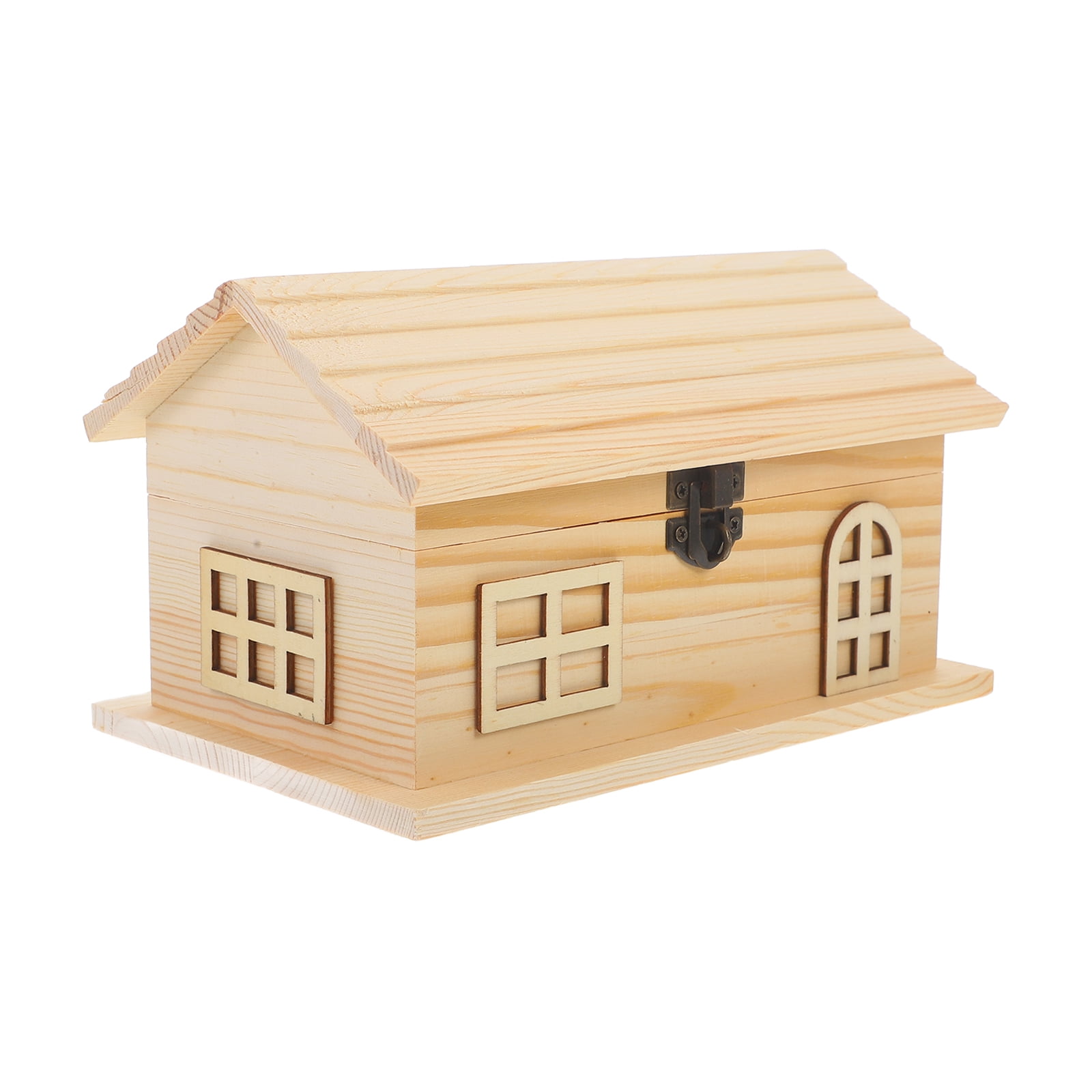 Mixtlocalior Wooden House Shaped Piggy Bank Money Saving Box DIY ...