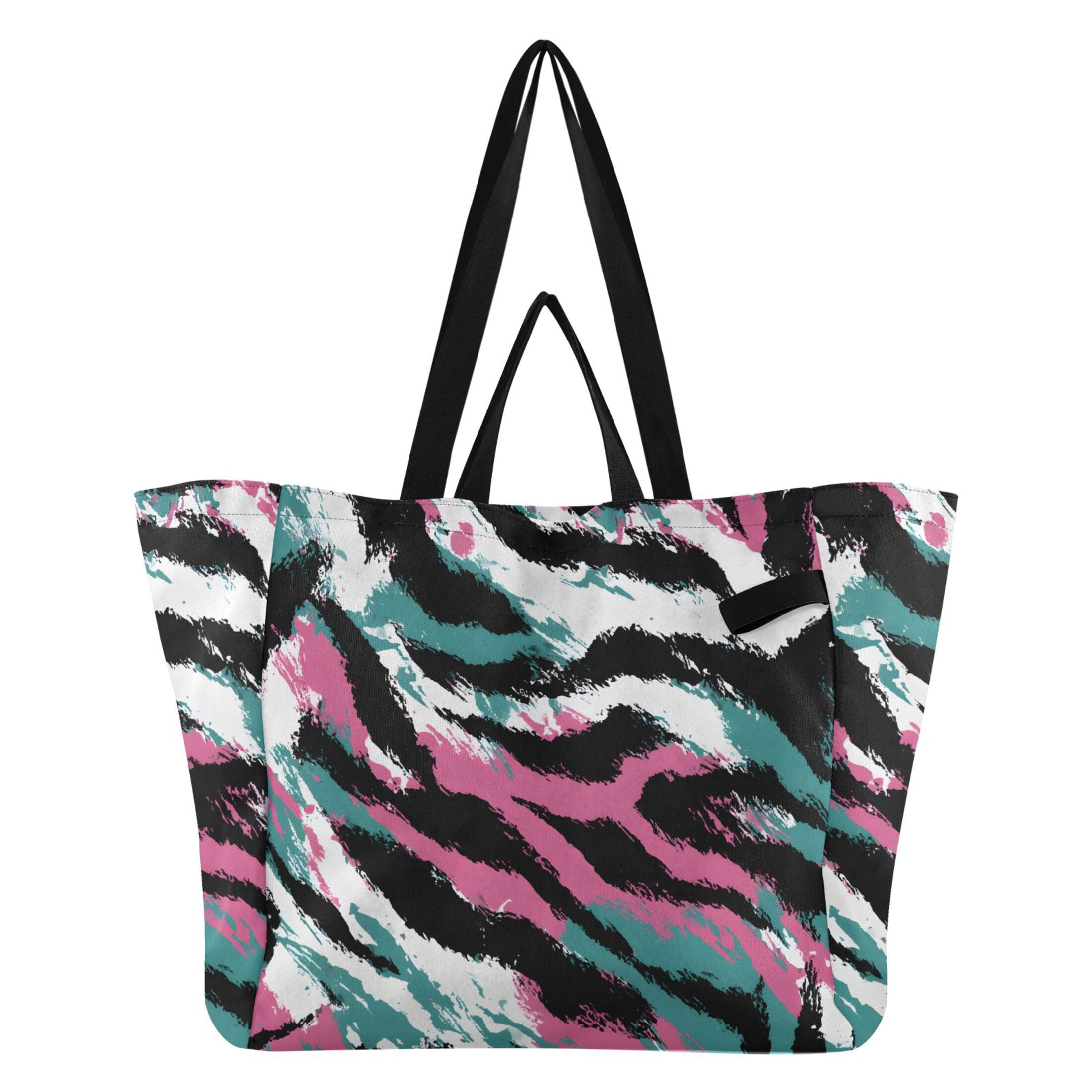 Mixture Color Animal Skin Foldable Canvas Tote Bags Reusable Grocery ...