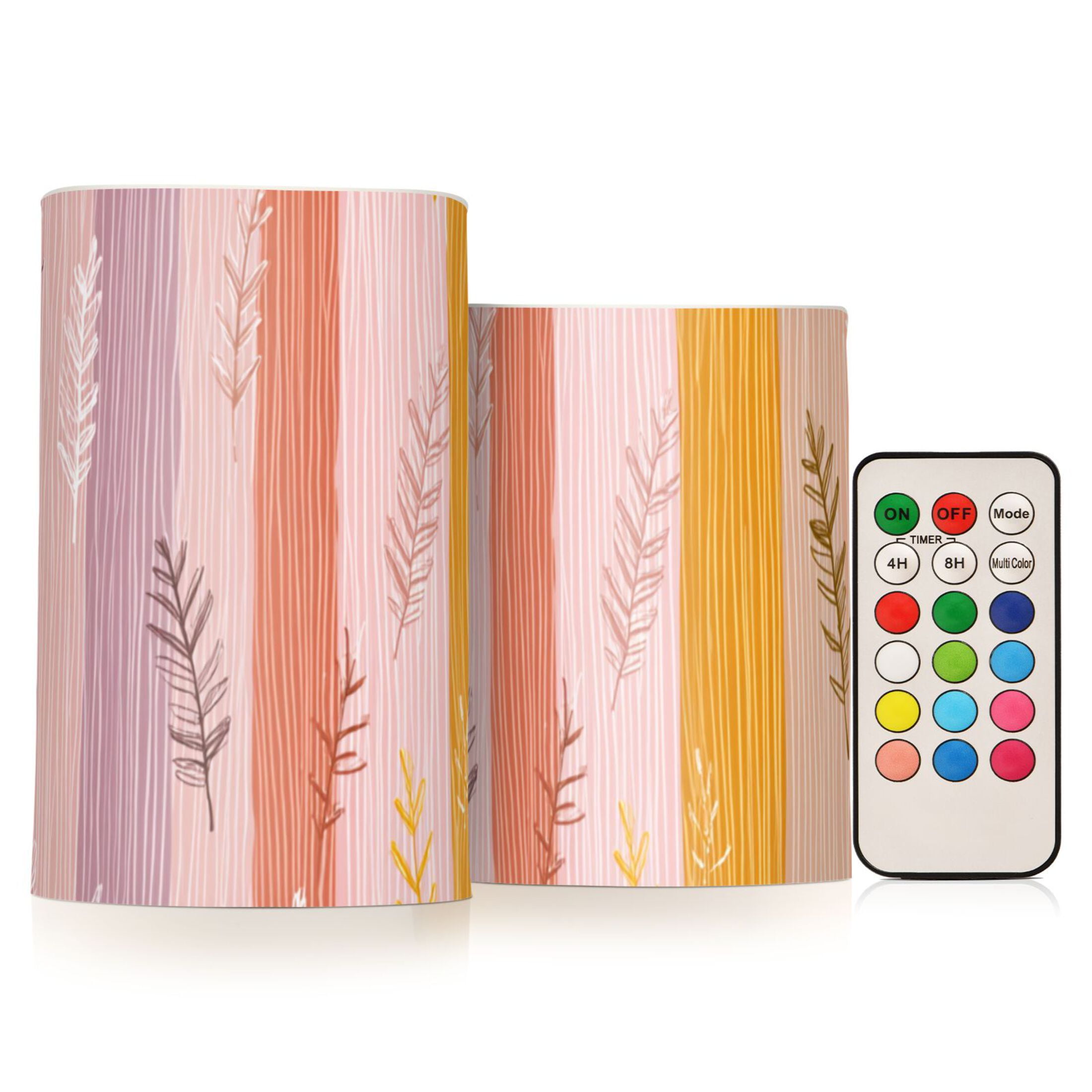 Mixture Colored Stripes with Leaves Flickering Flameless Candles LED ...