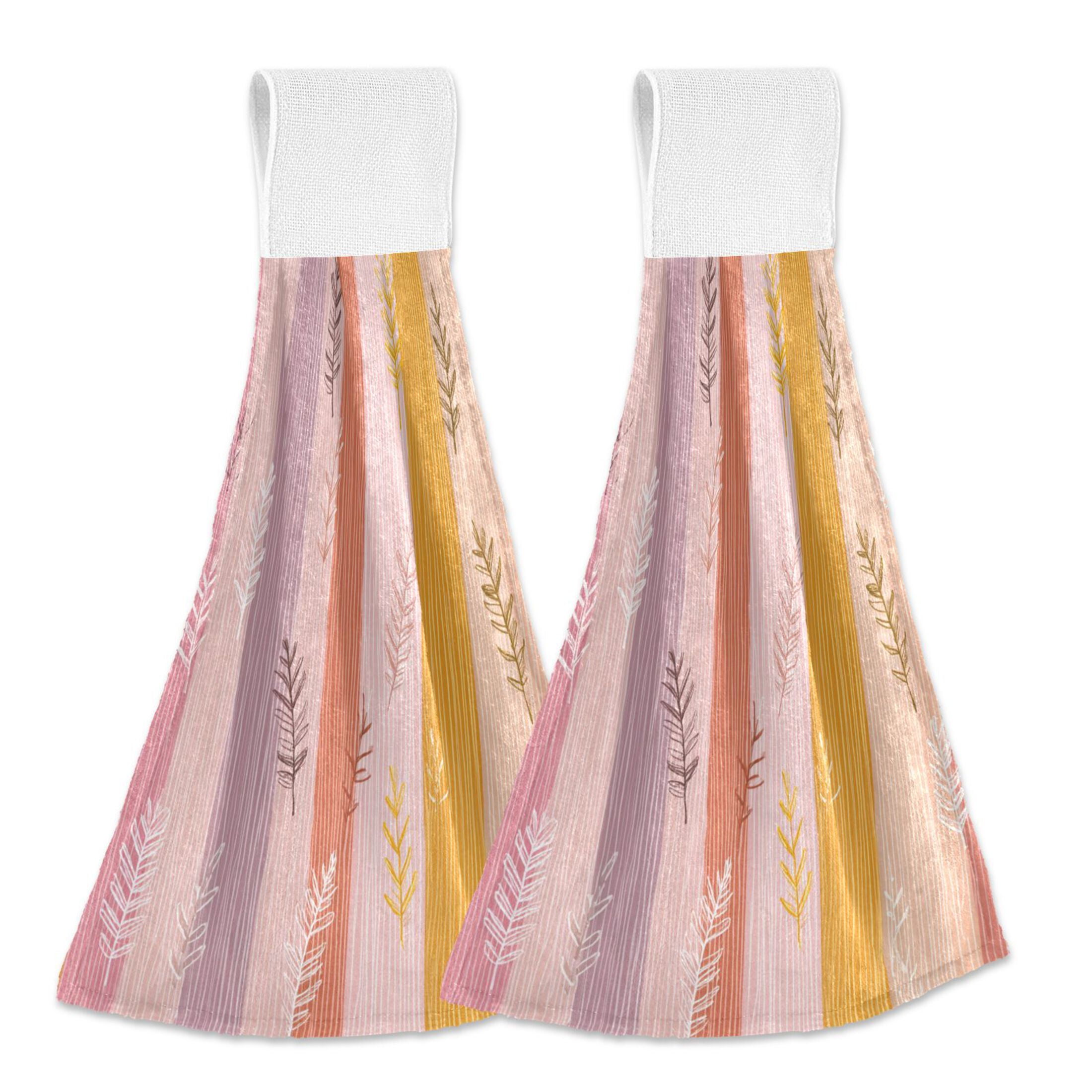 Mixture Colored Stripes with Leaves Hanging Towels with Loop Hand ...