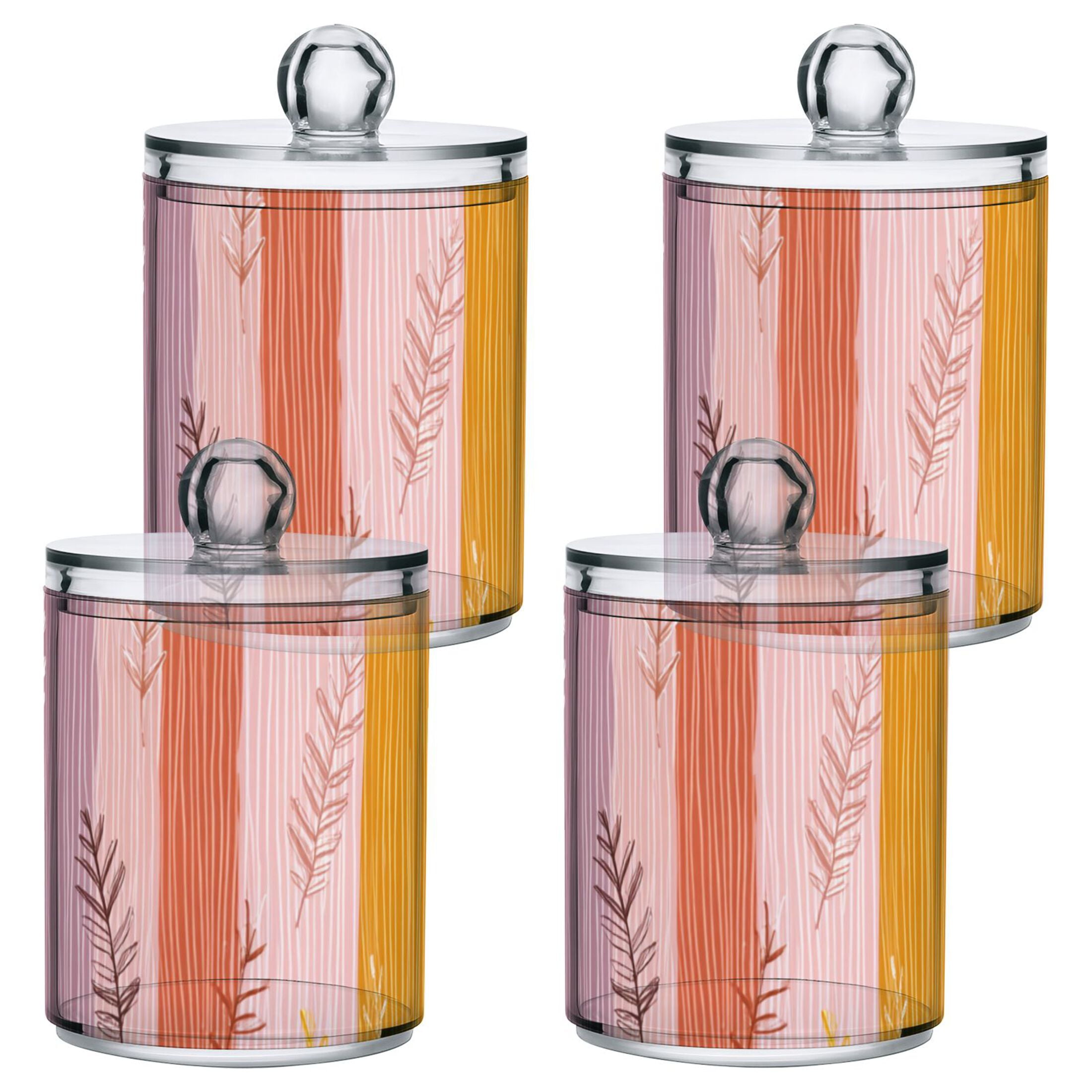 Mixture Colored Stripes with Leaves Translucent Plastic Cans Storage ...