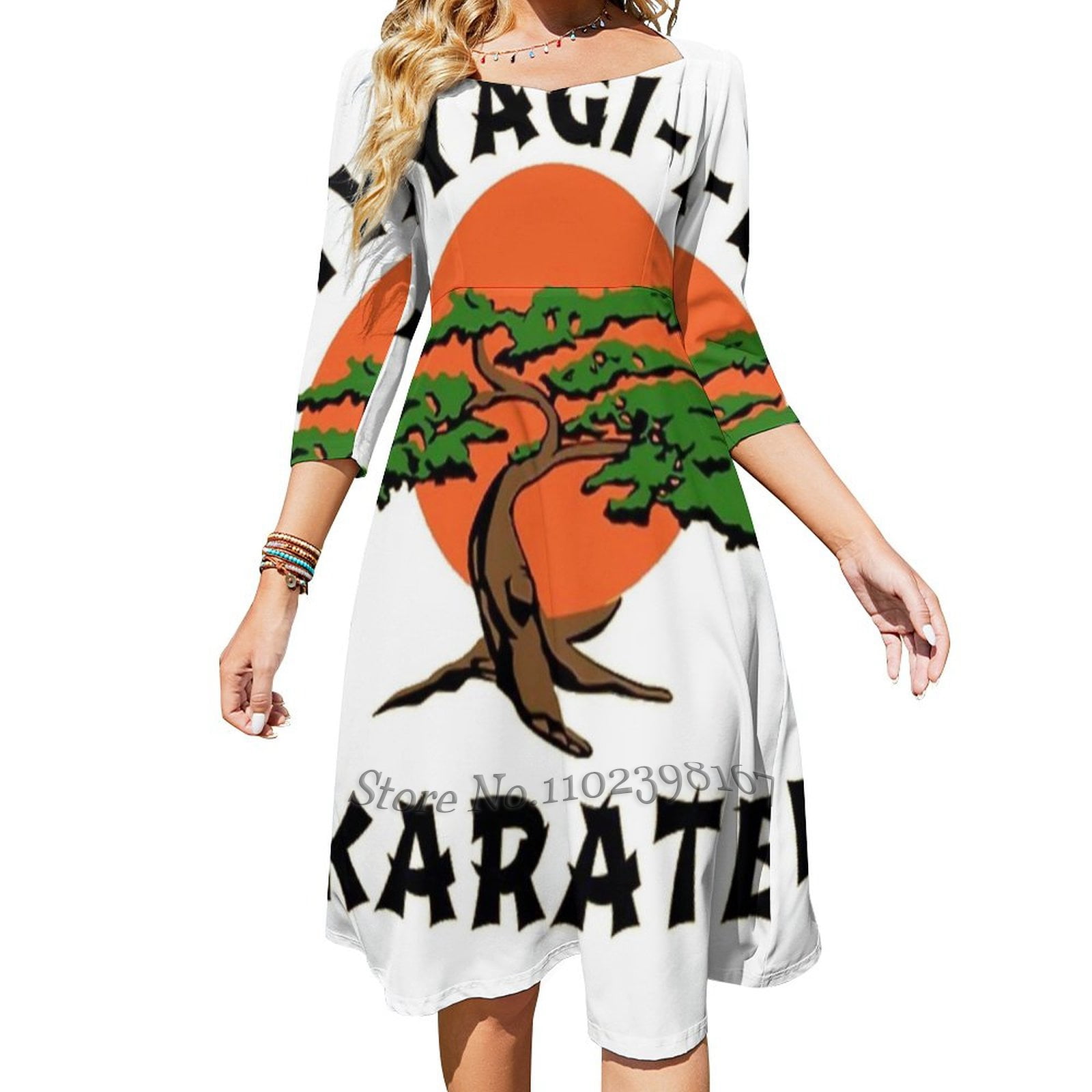 Miyagi Do Karate Square Neck Dress New Plus Size Elegant Women Waist ...