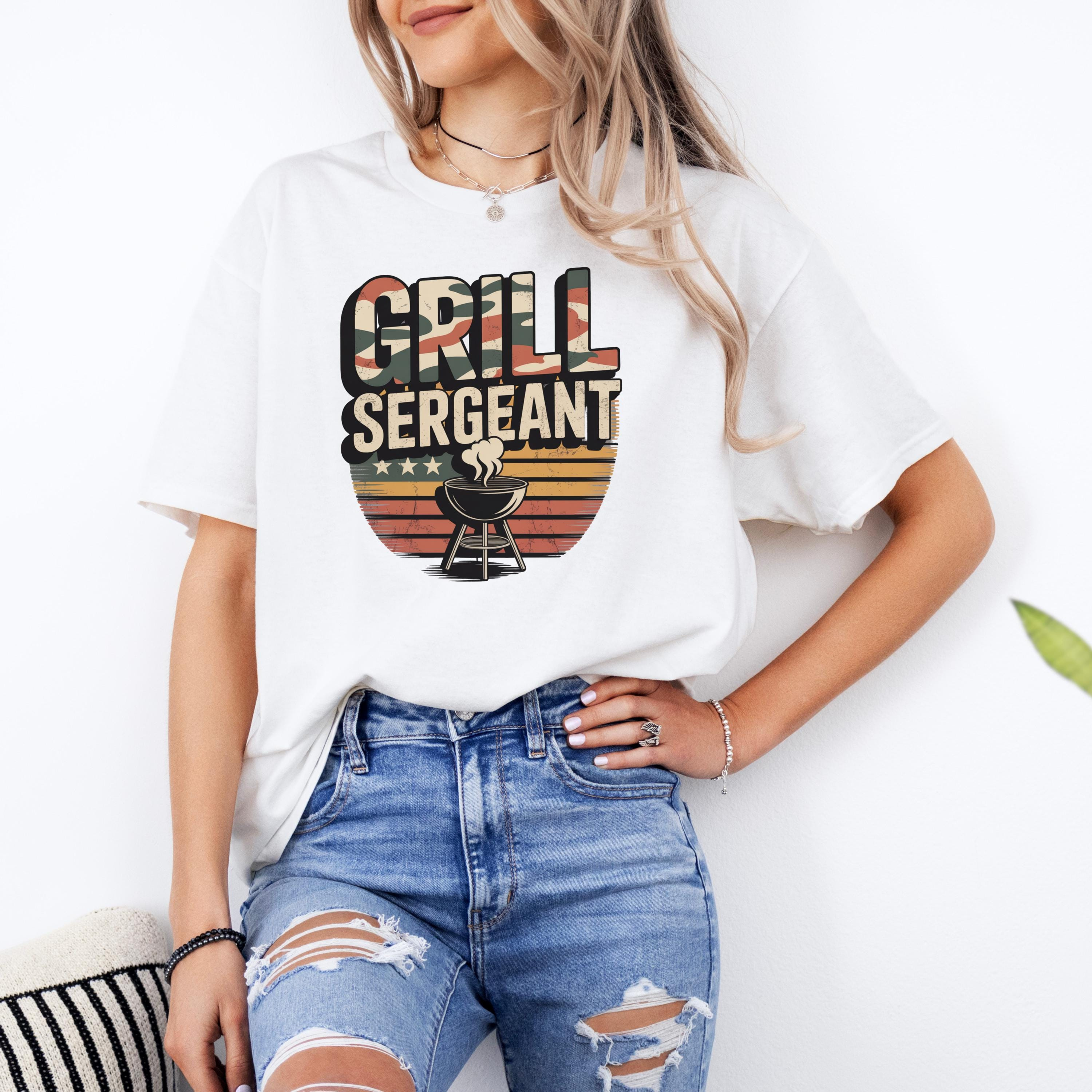 MiyazakiLy Grill Sergeant Shirt – Funny BBQ Dad T-Shirt – 4th of July ...