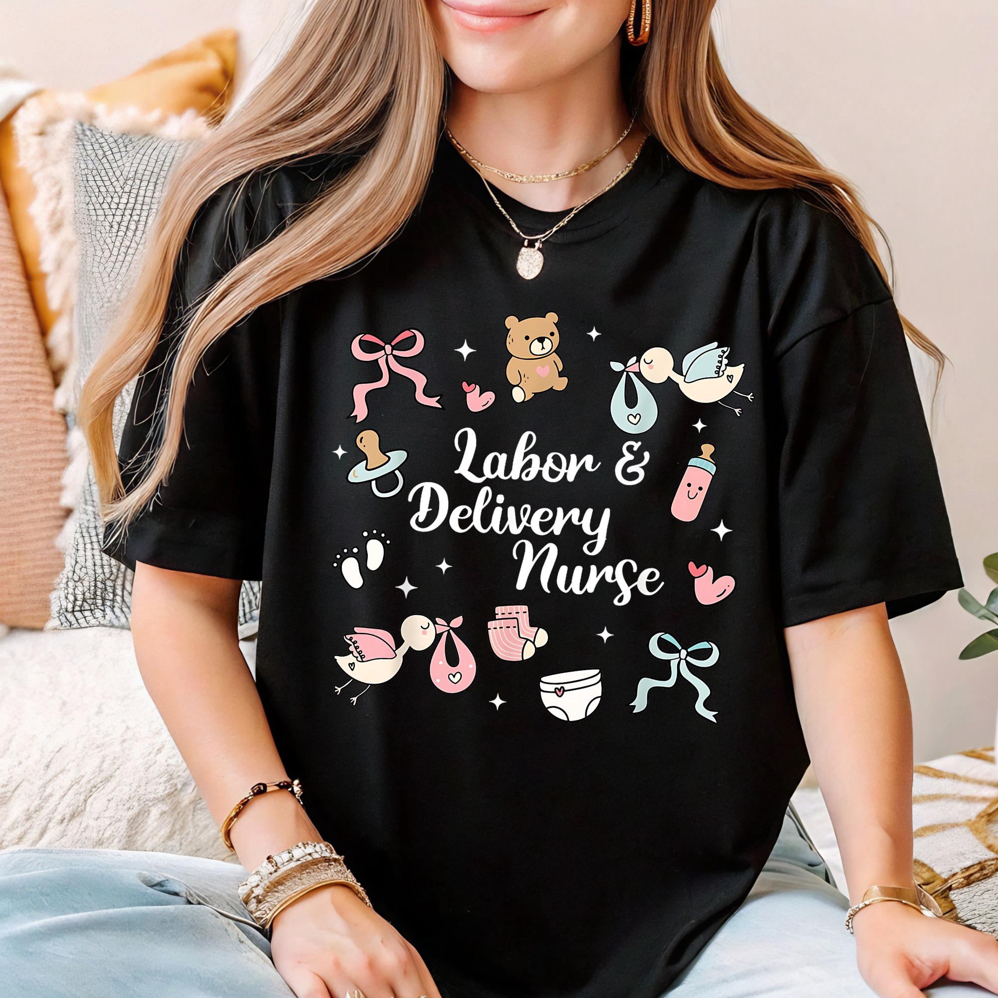 MiyazakiLy Labor and Delivery Nurse Shirt Cute Baby Icons Tee L&D Nurse ...