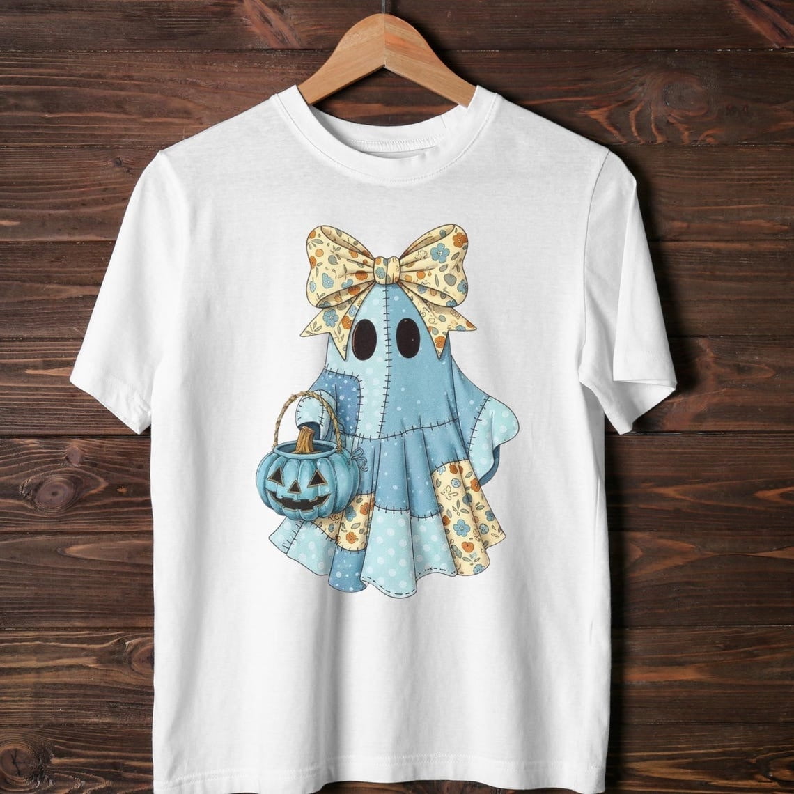 MiyazakiLy Retro Halloween Blue Denim Ghost , Trendy Patchwork Spooky ...