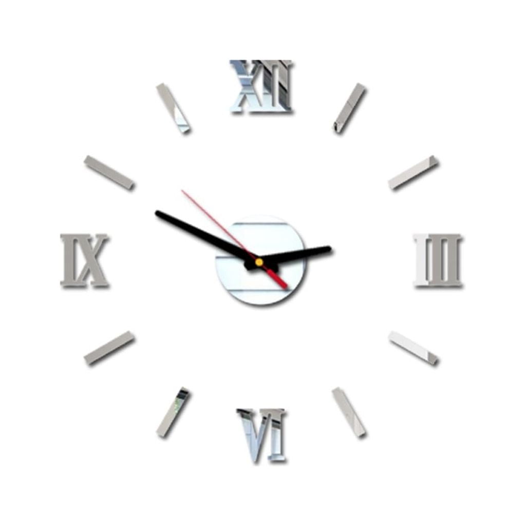 Miyuadkai Alarm Clock 3D Diy Roman Numbers Acrylic Mirror Wall Sticker ...