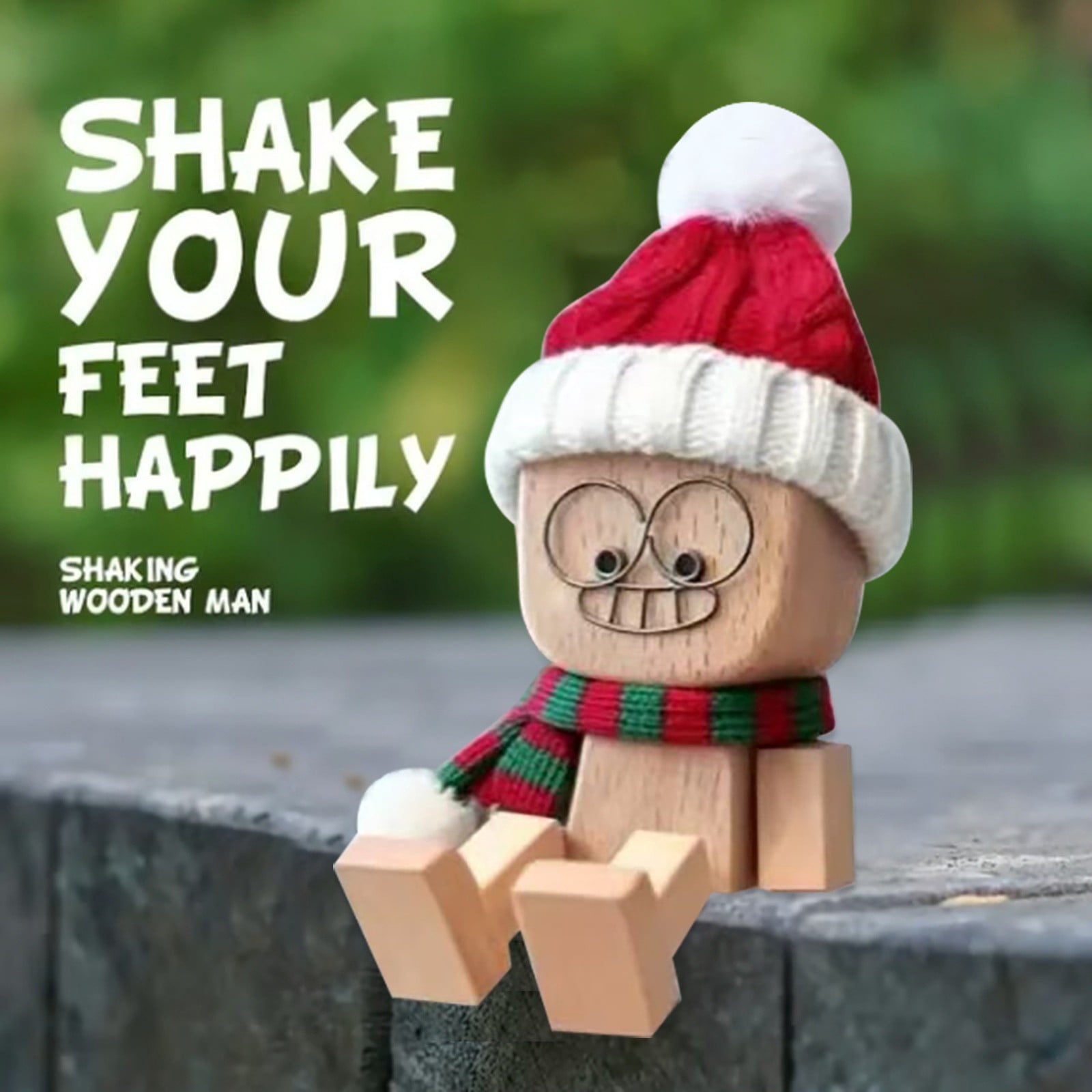 Miyuadkai Christmas Wooden Leg-Shaking Doll Figurine, Christmas Hat and ...